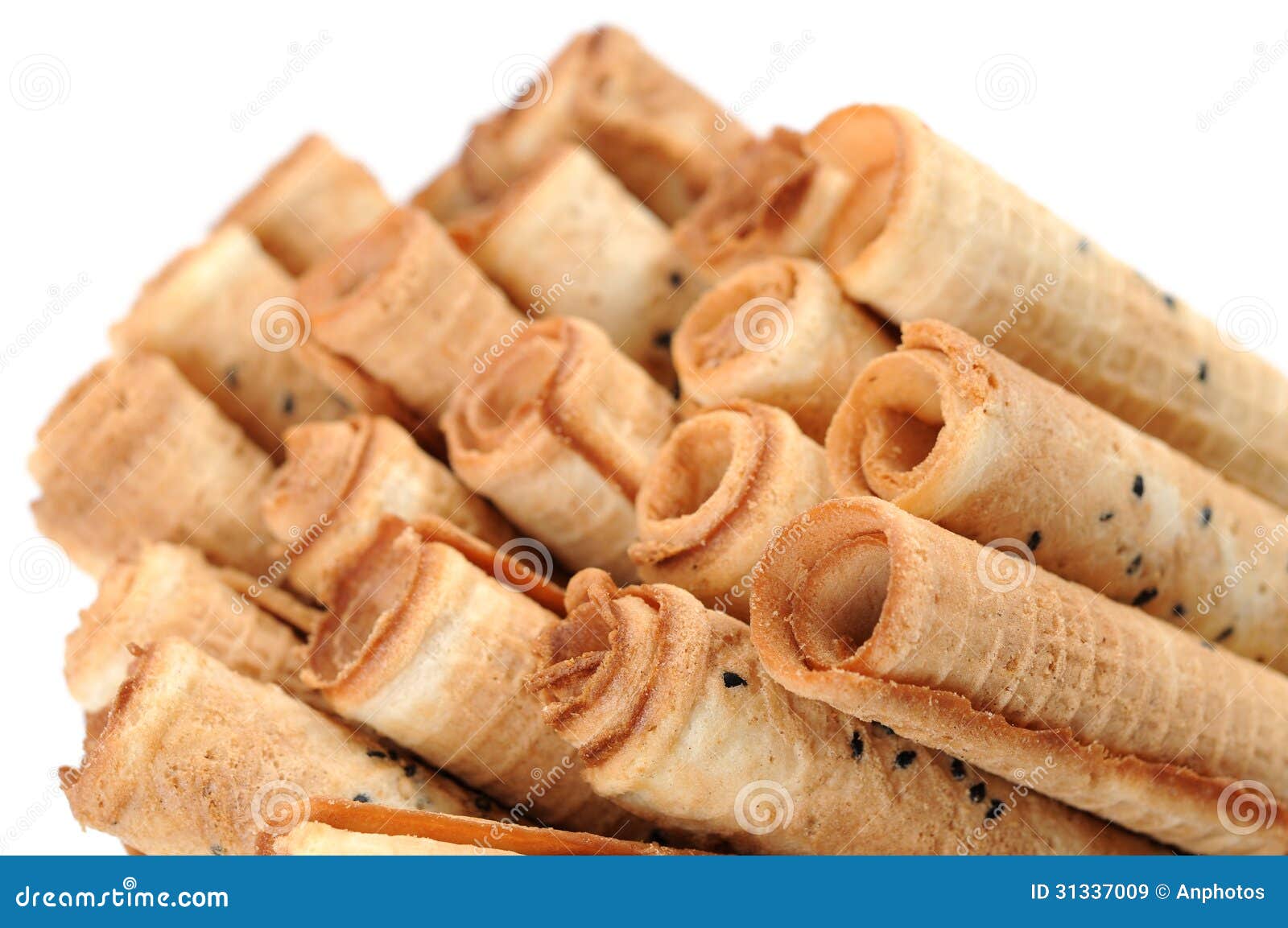 Caramel waffle rolls stock image. Image of five, golden - 31337009