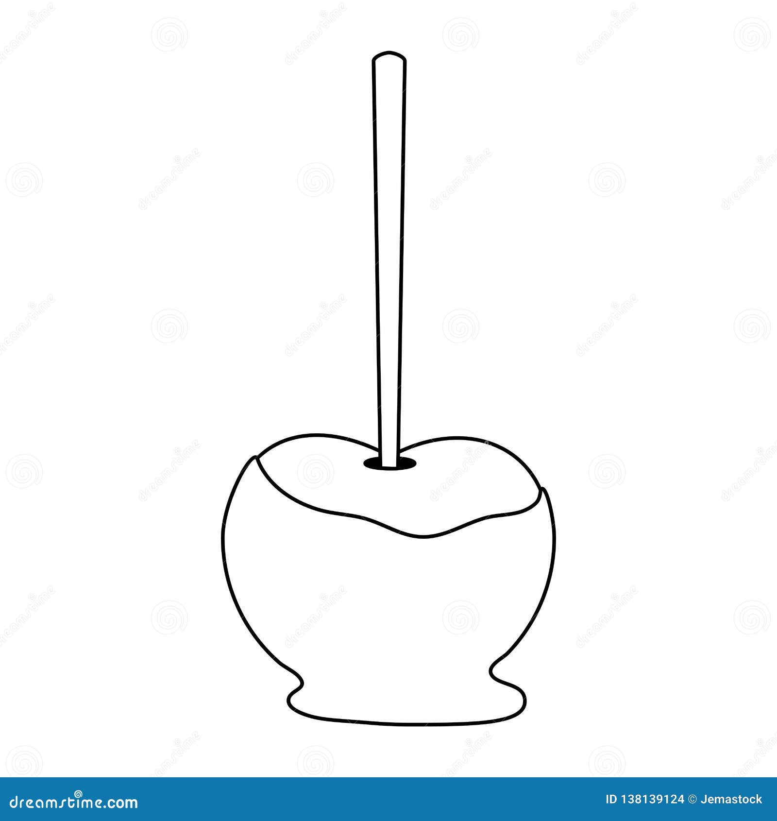 Caramelized Apple with Stick in Black and White Stock Vector ...