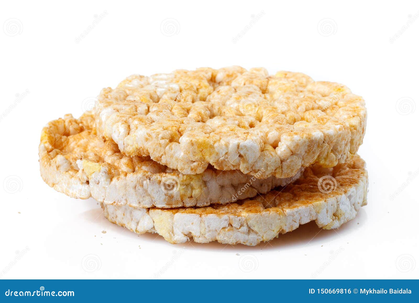 Caramelized Corn Cakes. Puffed Whole Grain Crispbread Isolated on White ...
