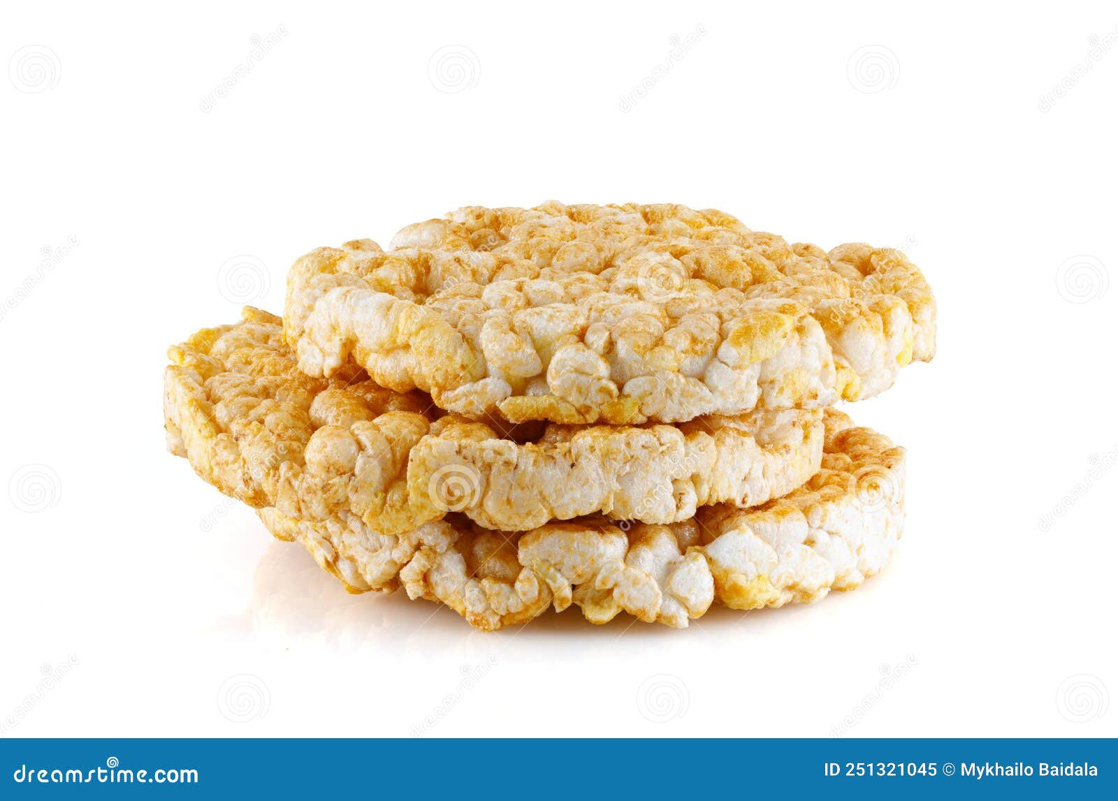 Caramelized Corn Cakes. Puffed Whole Grain Crispbread Isolated on White ...