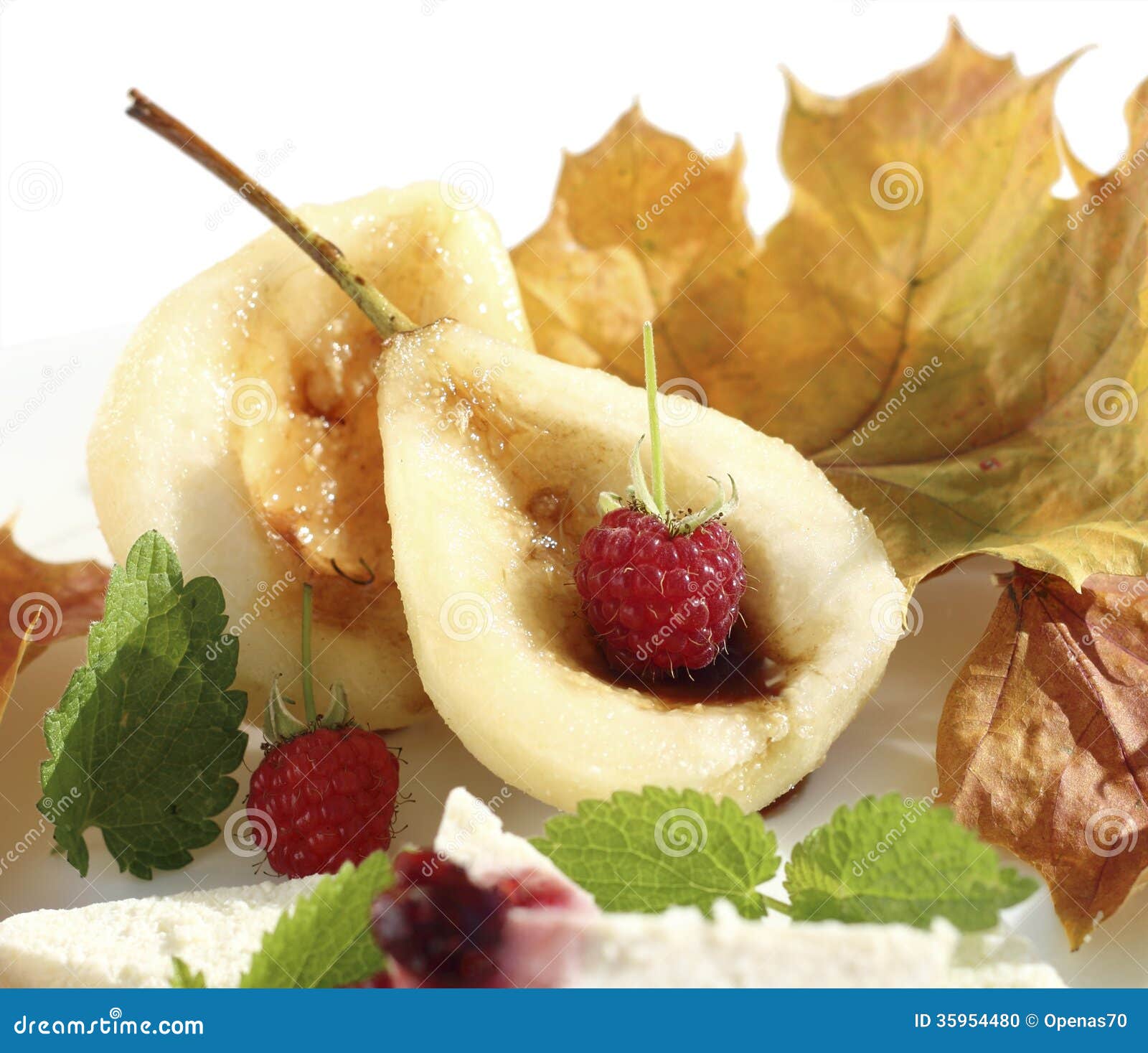 Caramelized pear stock photo. Image of raspberry, appetizer - 35954480
