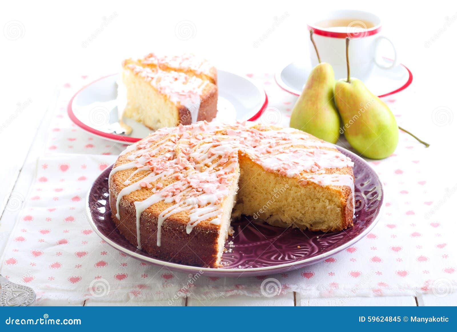 Caramelized Pear Sponge Cake Stock Image - Image of cinnamon, fruit ...