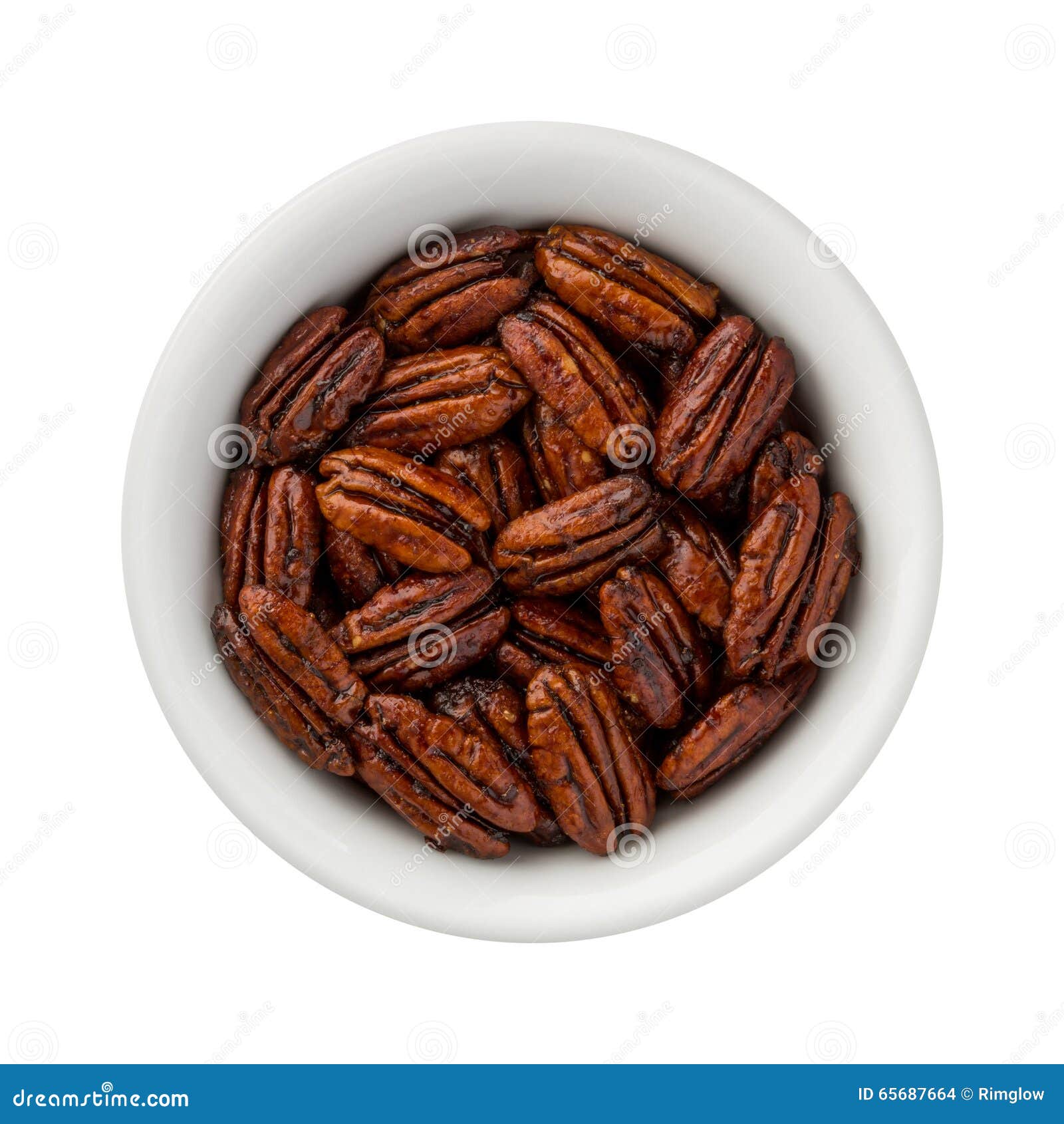 Caramelized Pecans In A Ceramic Bowl Stock Photo - Image of dessert ...