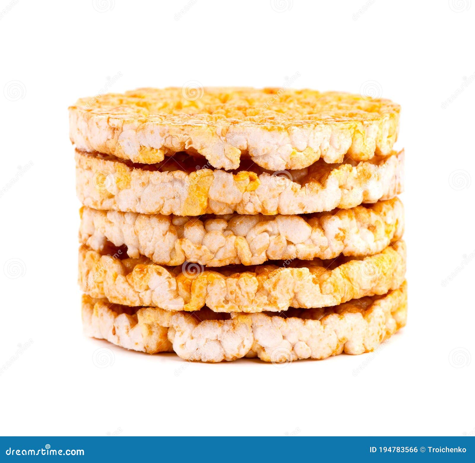 Caramelized Rice-corn Crispbread, Isolated on White Background. Sweet ...