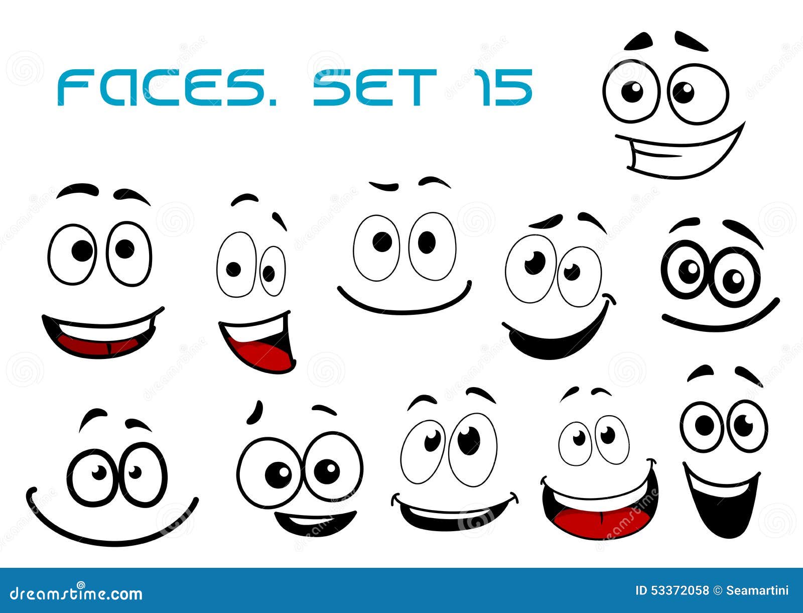 Caras De Risa De La Historieta Con Los Ojos Googly Ilustración del ...
