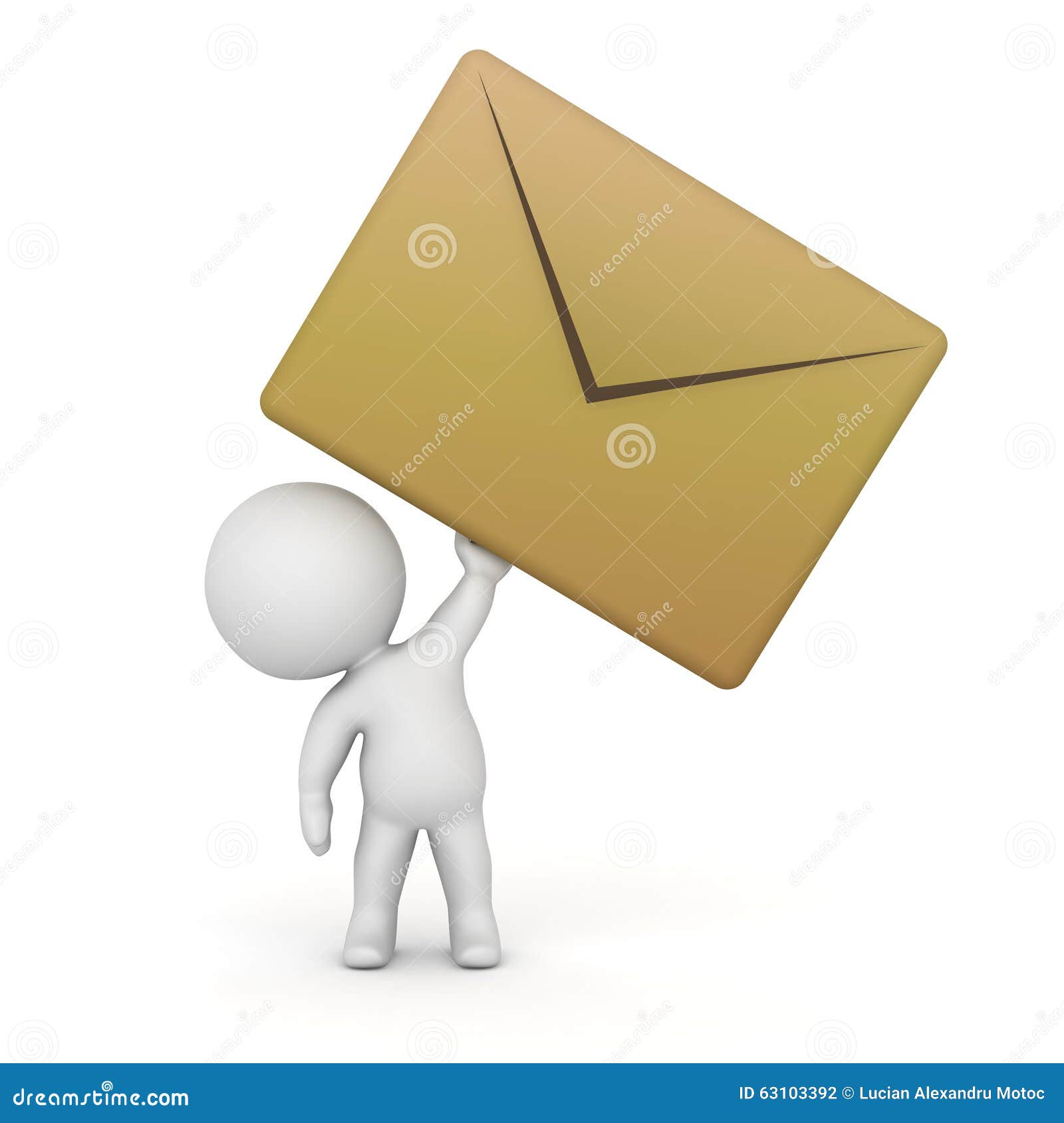 Carattere 3D Con La Grande Busta Della Posta Illustrazione di Stock ...