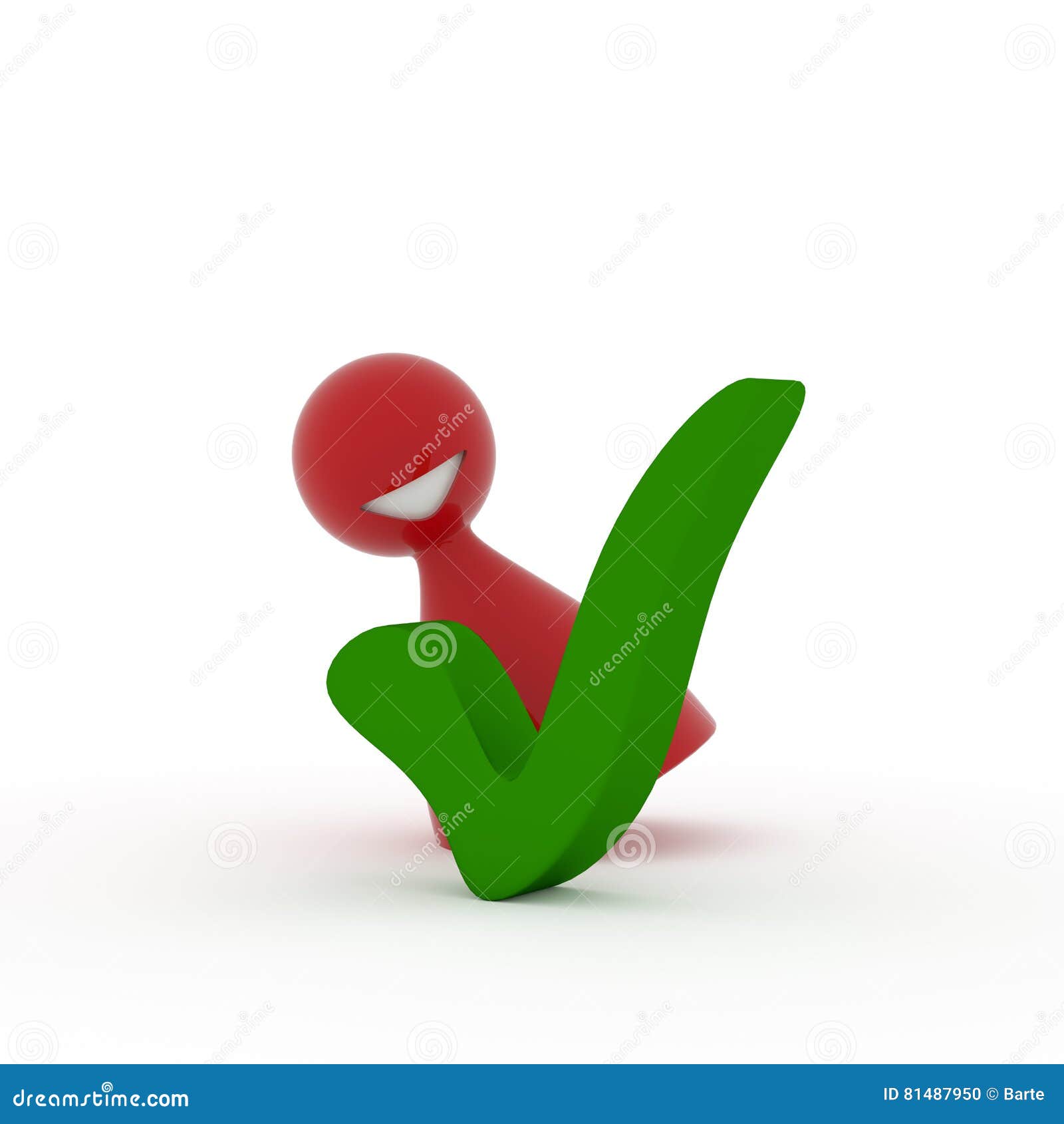 Carattere Rosso Con Un Segno Di Spunta Verde Illustrazione di Stock ...