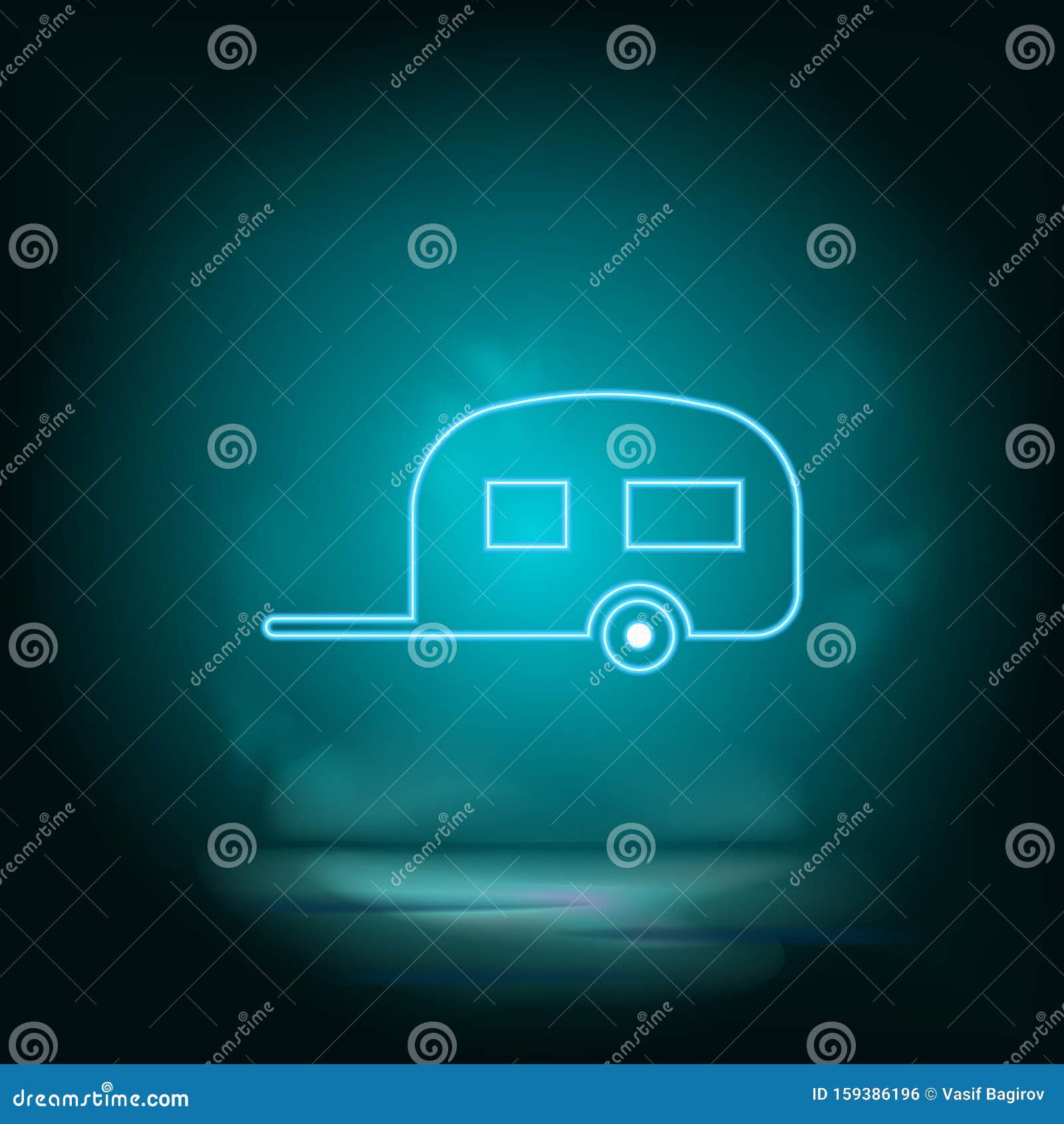 Caravan Blue Neon Vector Icon. Simple Element Illustration from Map and ...