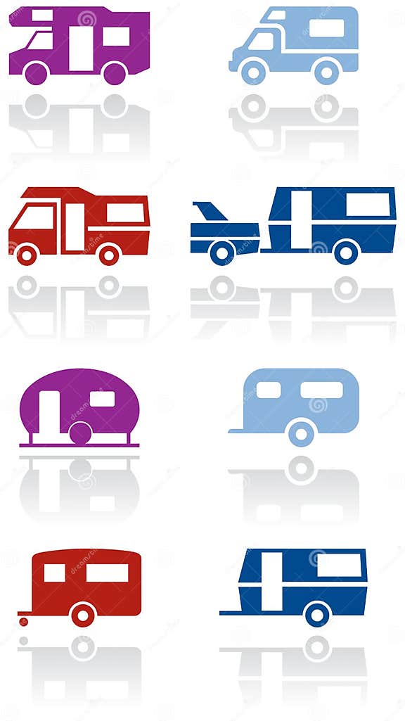 Caravan or Camper Van Vector Symbol Set. Stock Vector - Illustration of ...