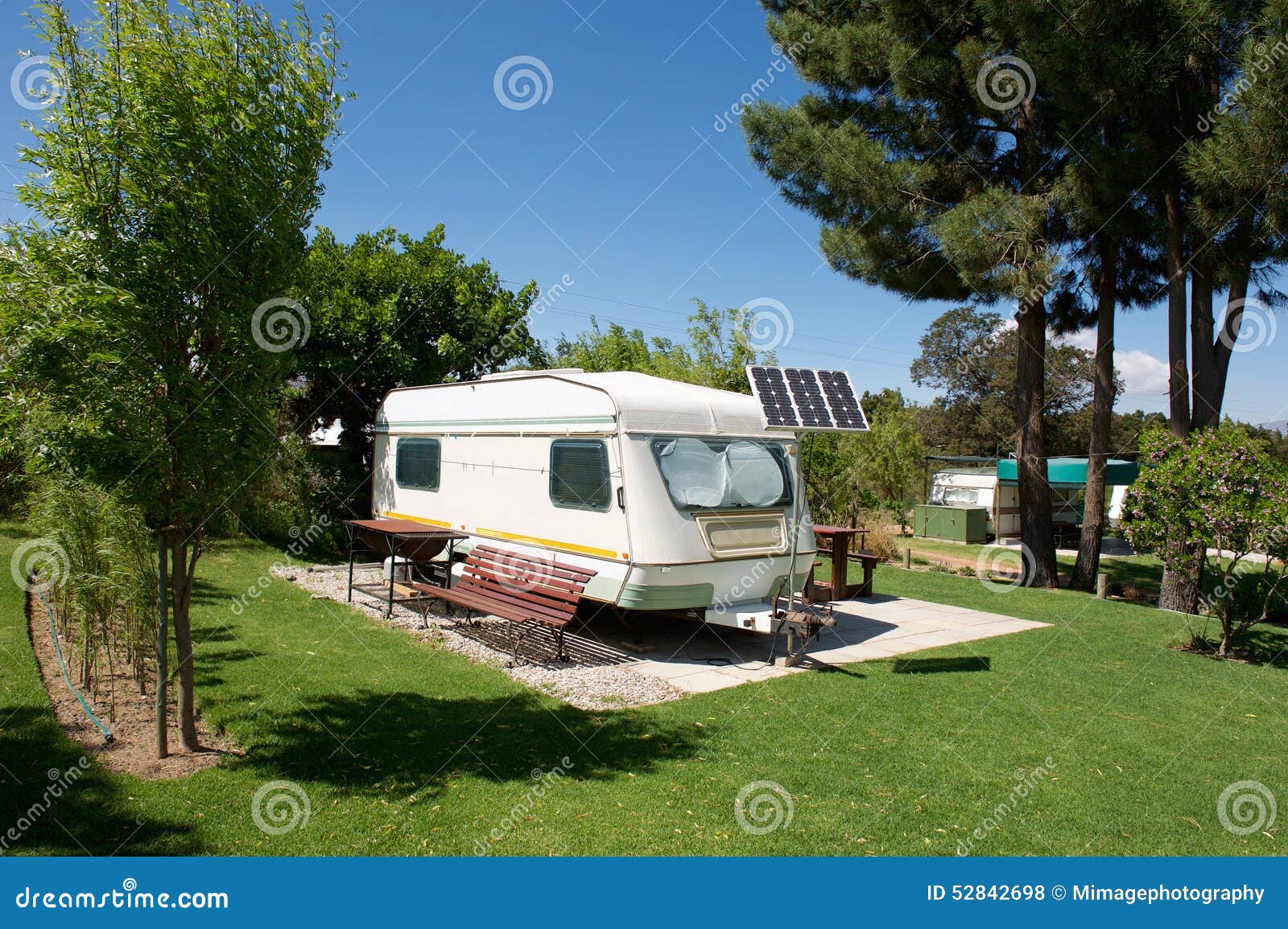 Caravan in campsite stock photo. Image of caravan, park - 52842698
