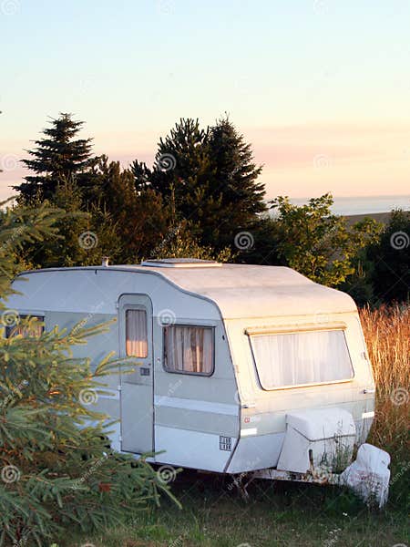 Caravan evening sunset stock image. Image of camping, caravan - 1022835