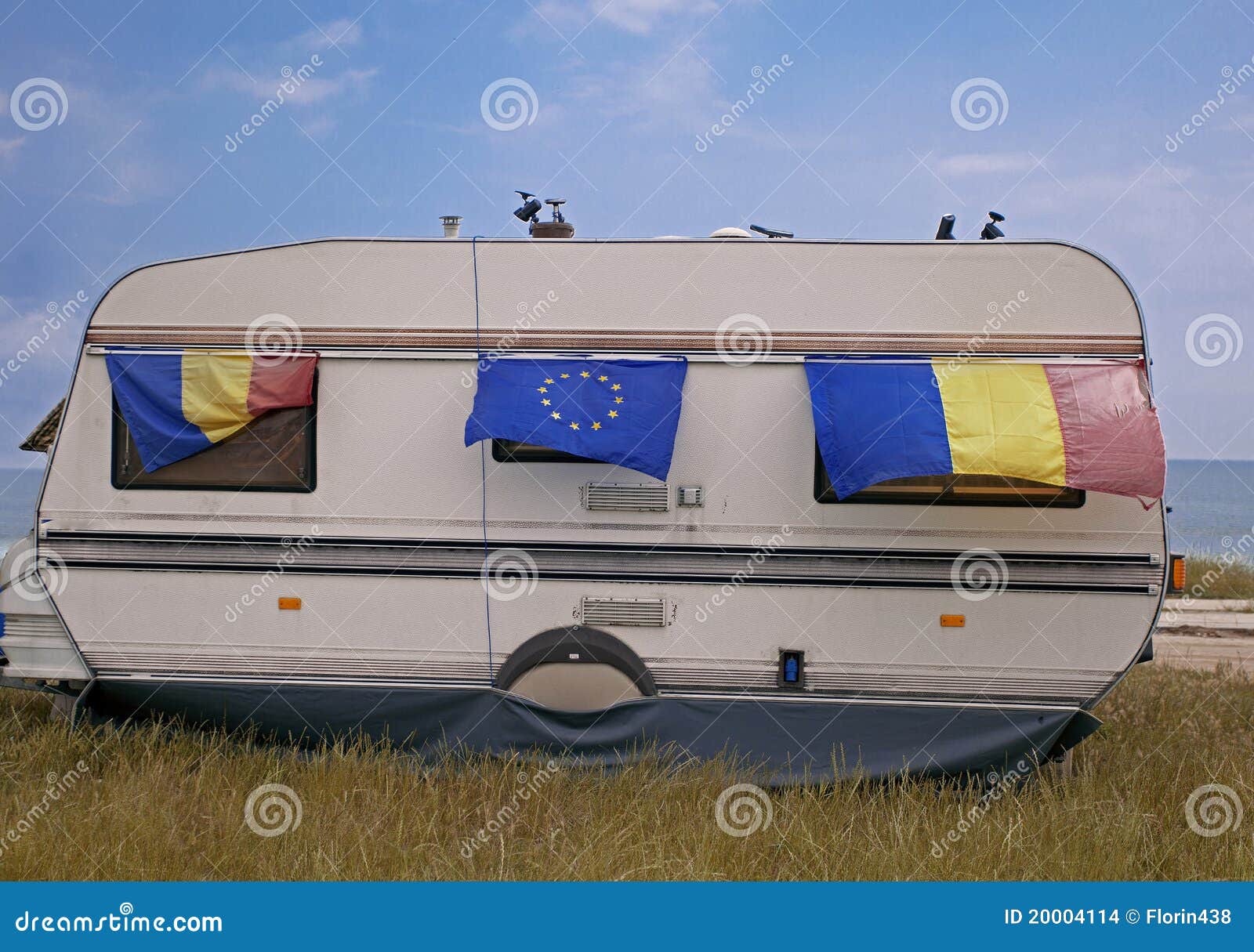 Caravan with flags stock photo. Image of motor, holidays - 20004114