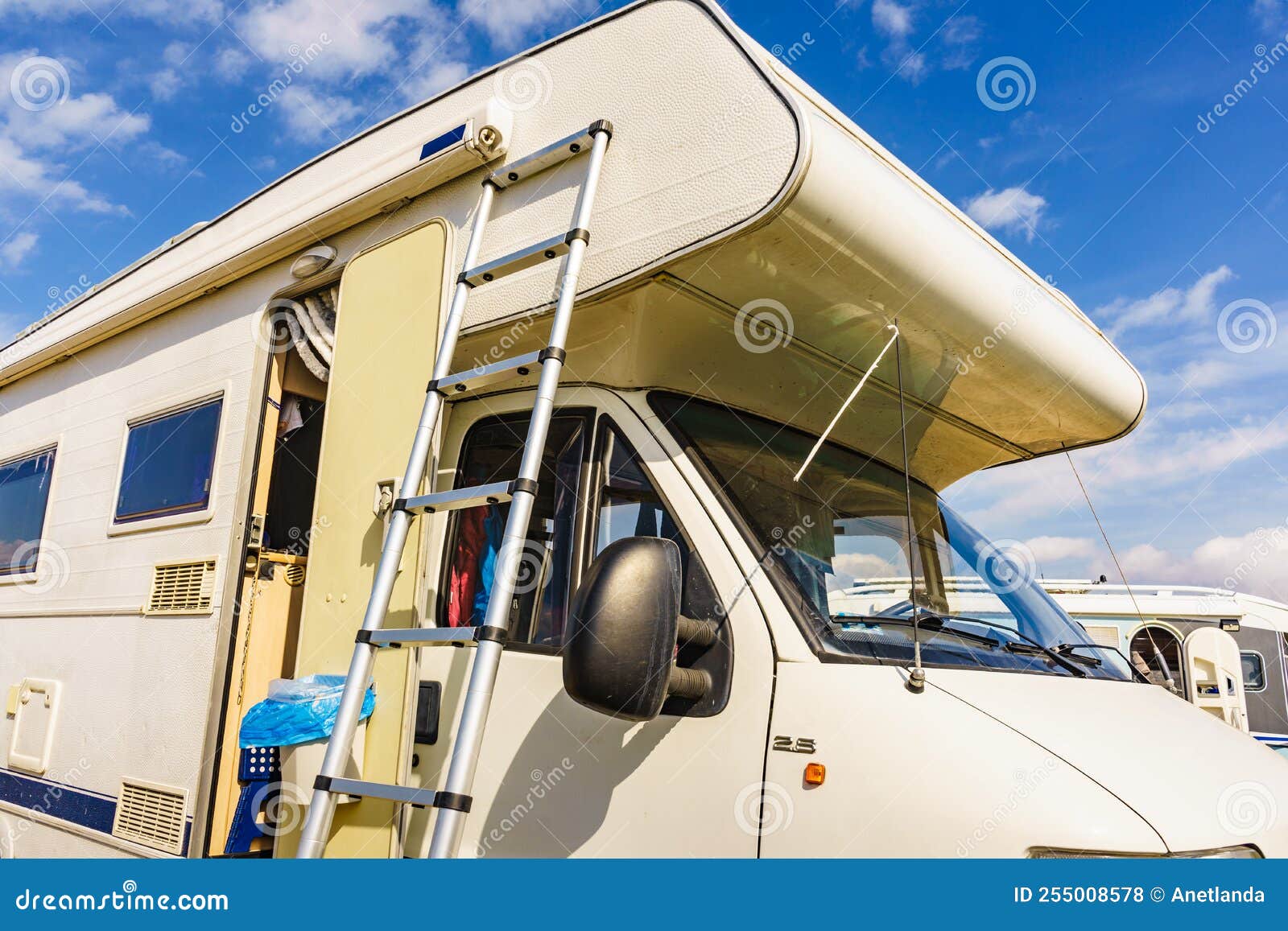 Caravan with Ladder. Camper Equipment Stock Photo - Image of roadtrip ... Caravan with Ladder. Camper Equipment Stock Photo - Image of roadtrip ...