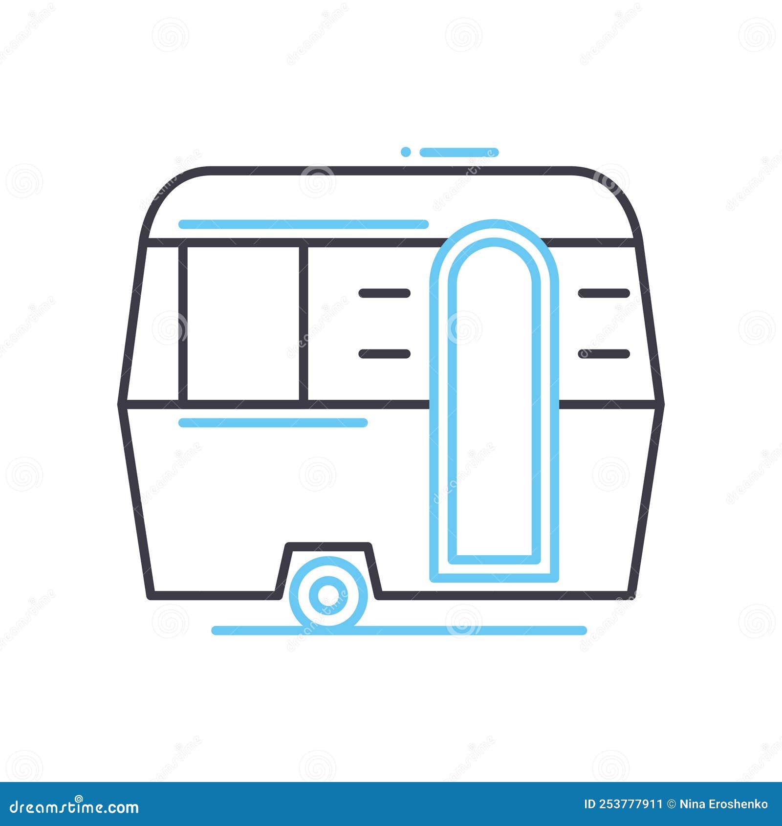 Caravan Line Icon, Outline Symbol, Vector Illustration, Concept Sign ...