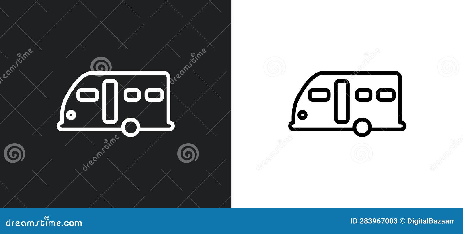 Caravan Outline Icon Cartoon Vector | CartoonDealer.com #117937869