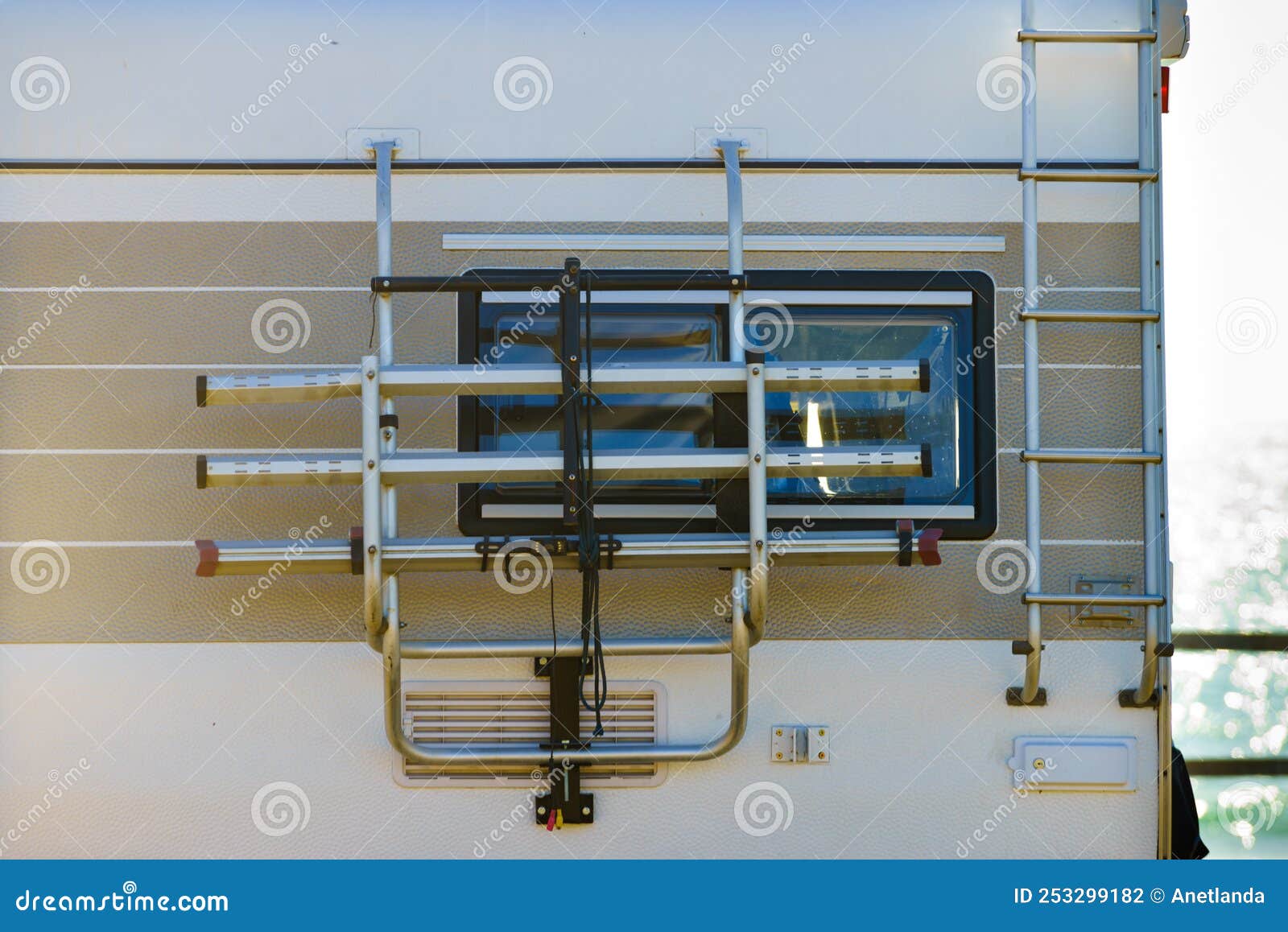 Caravan with rack on back stock photo. Image of rack - 253299182