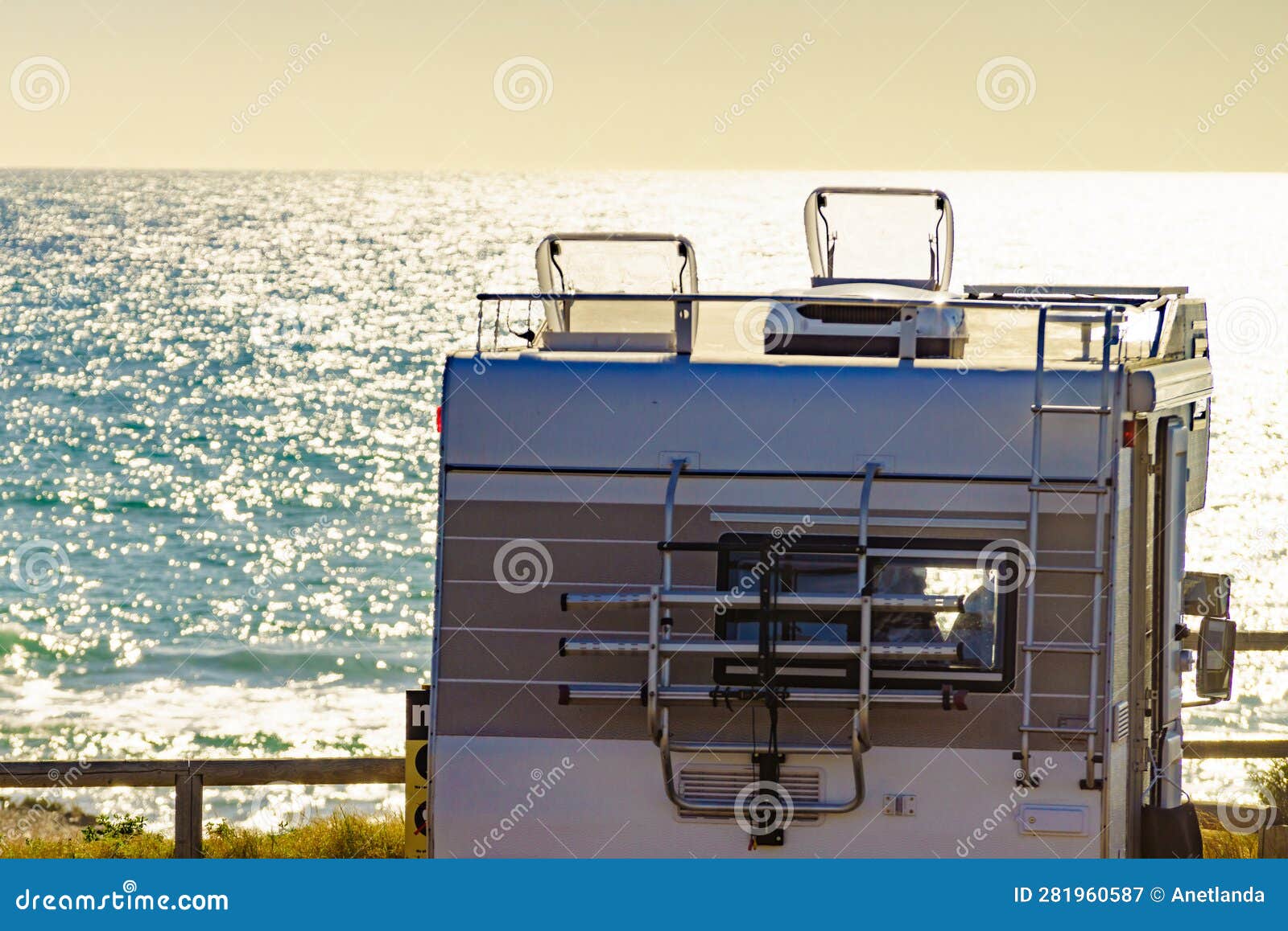 Caravan with rack on back stock image. Image of camp - 281960587