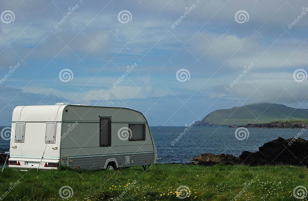Caravan Seaside Camping Vacation Stock Image - Image of caravanning ...