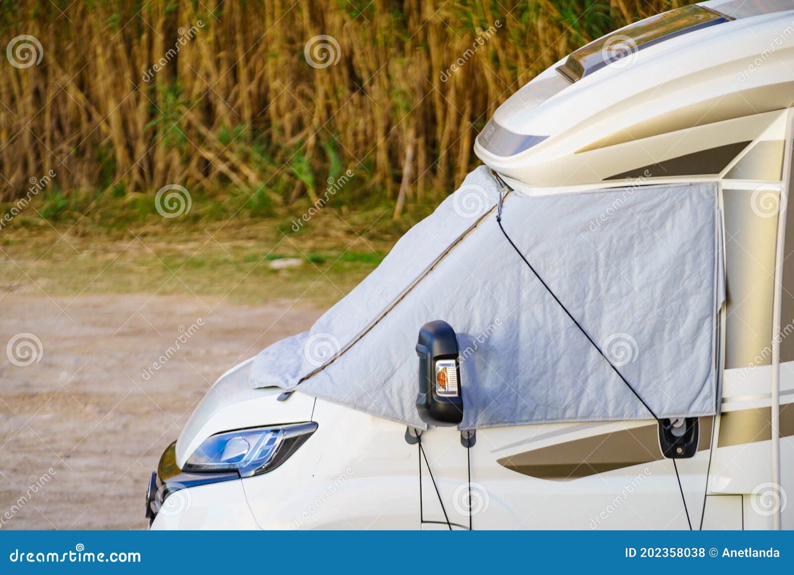 Caravan with Thermal Screen Blind Outdoors Stock Photo - Image of ...