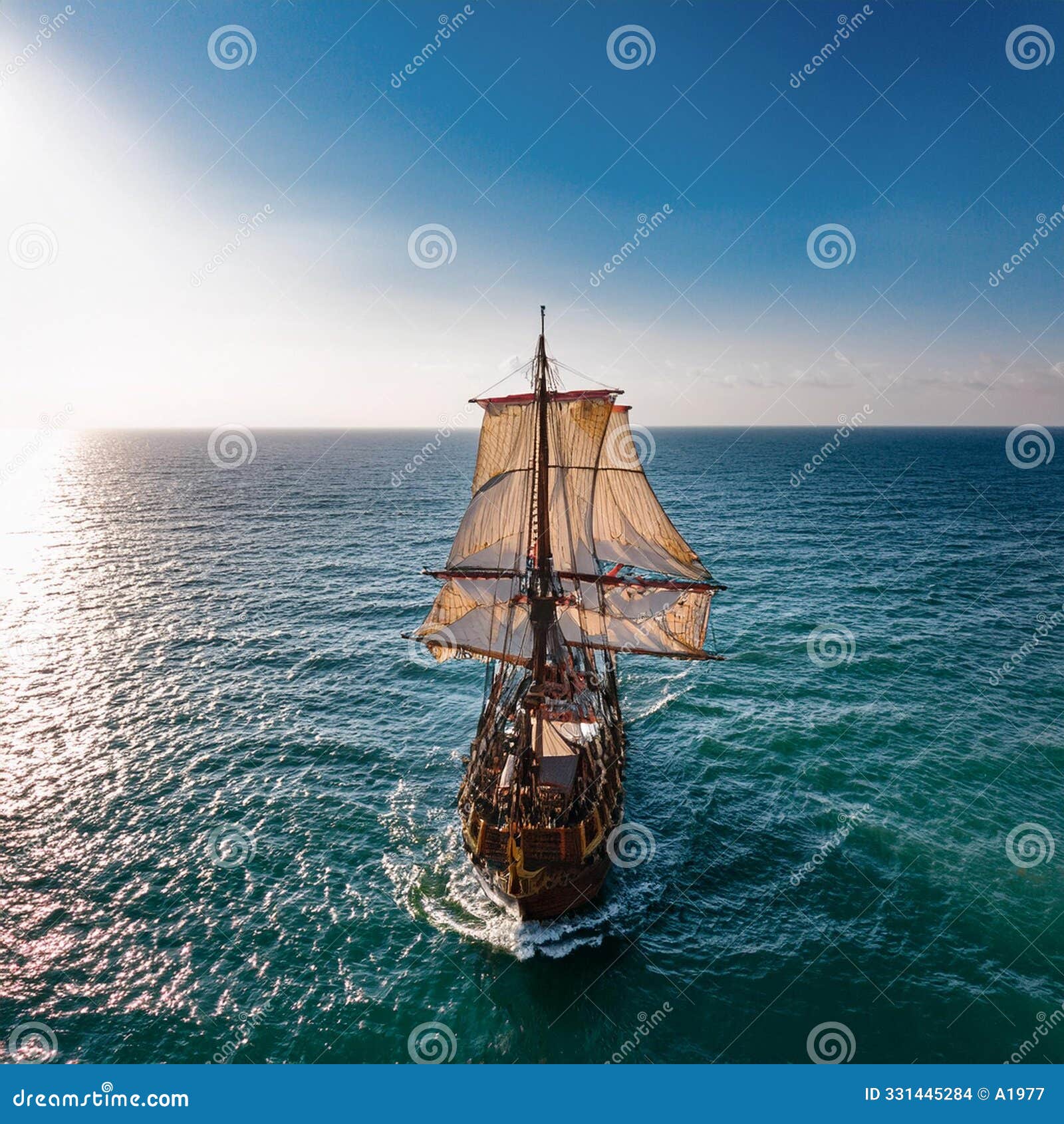 Caravel Ship on the Sea, AI Generated Stock Illustration - Illustration ...