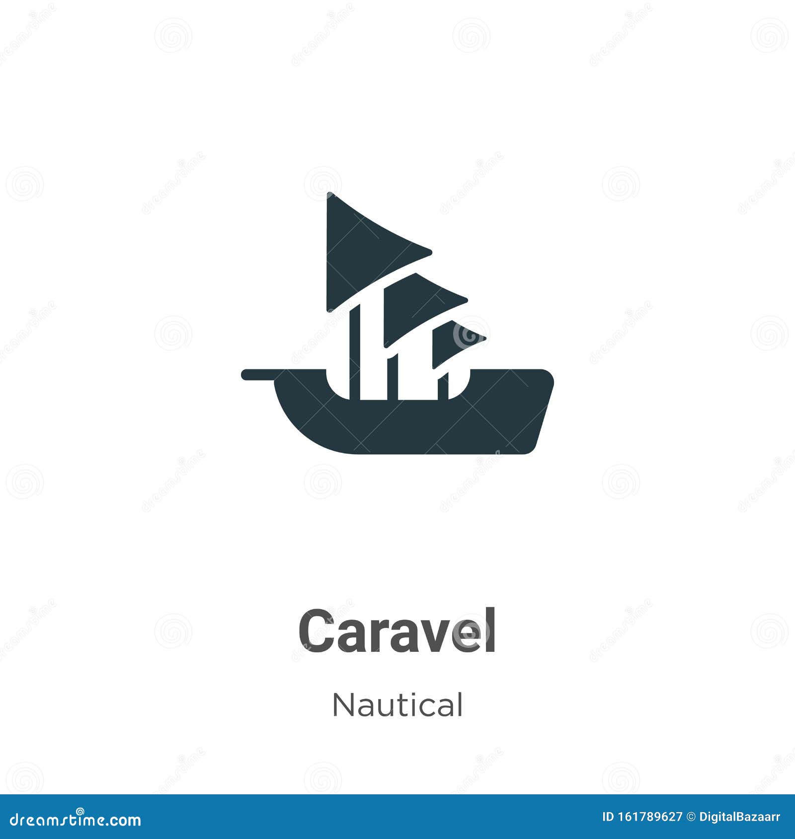 Caravel Vector Icon on White Background. Flat Vector Caravel Icon ...