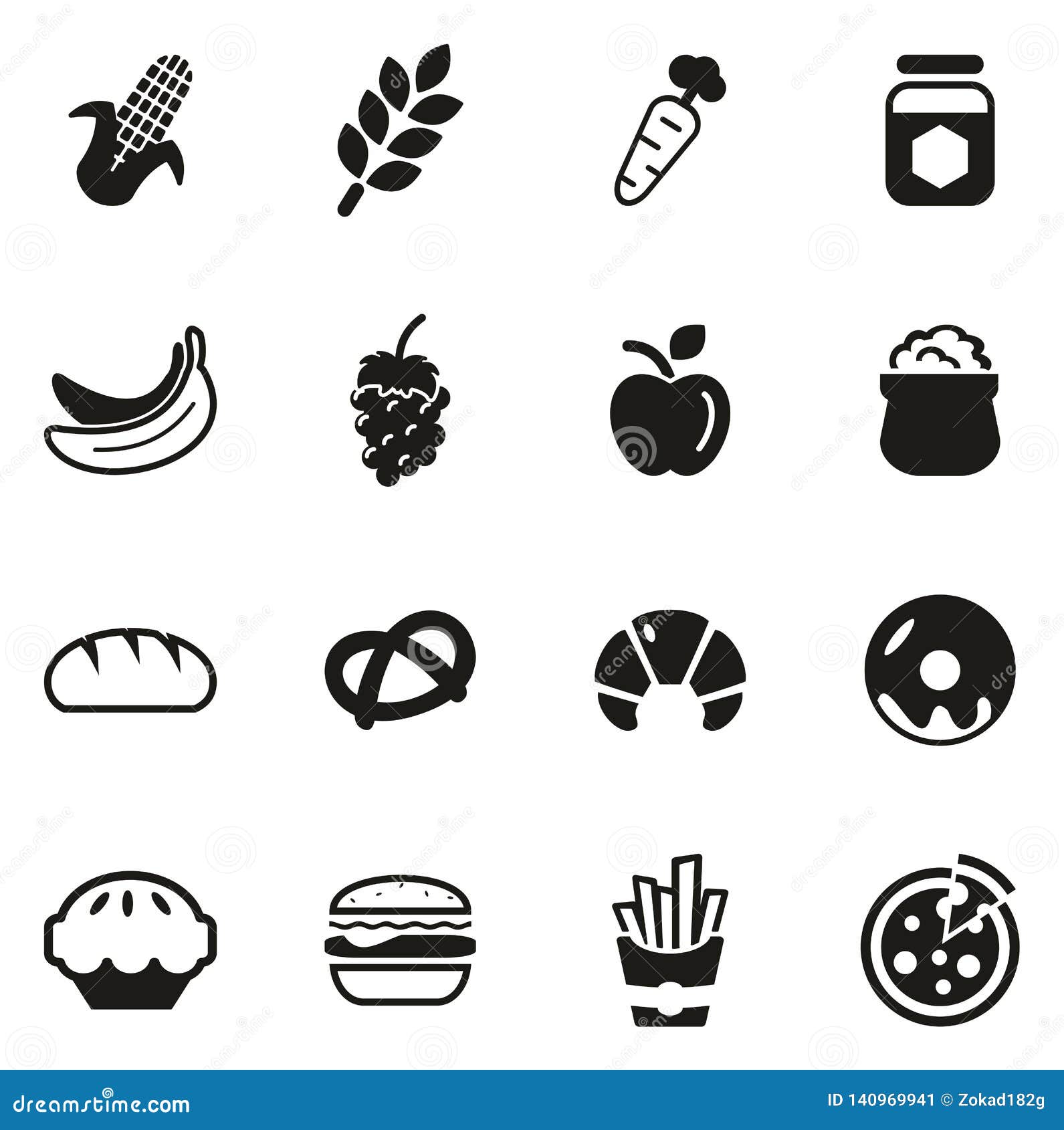 Carbohydrate Food or Carbs Food Icons Stock Vector - Illustration of ...