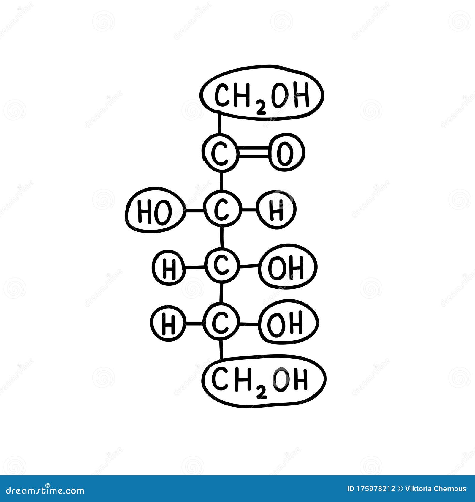 Carbohydrate, Fructose Chemical Formula Doodle Icon, Vector ...