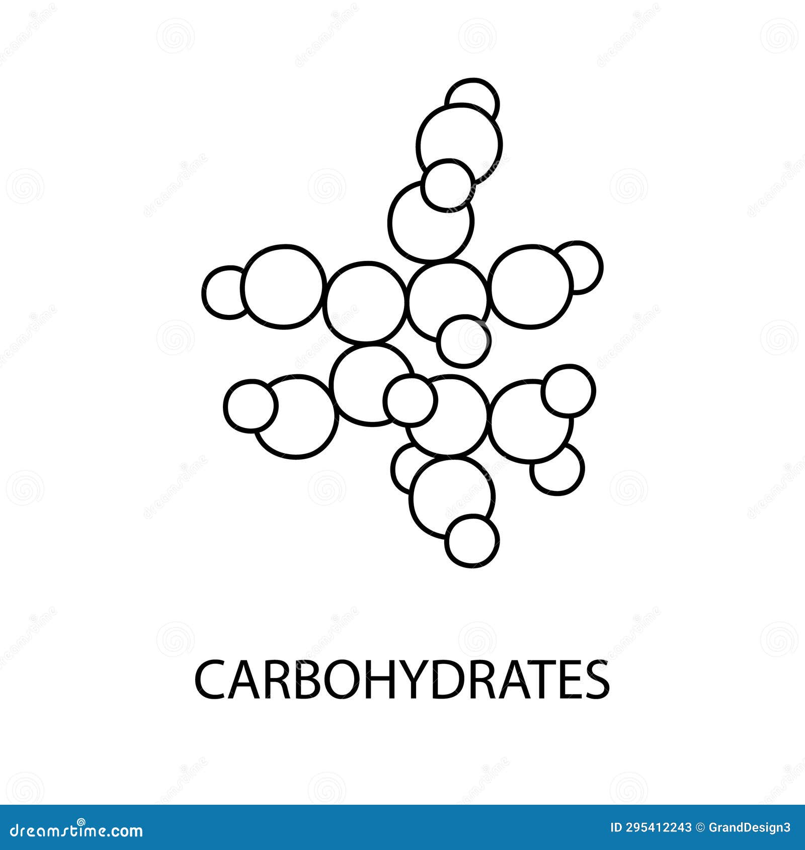 Carbohydrates Line Vector for Food Packaging, Carbohydrate Molecule ...