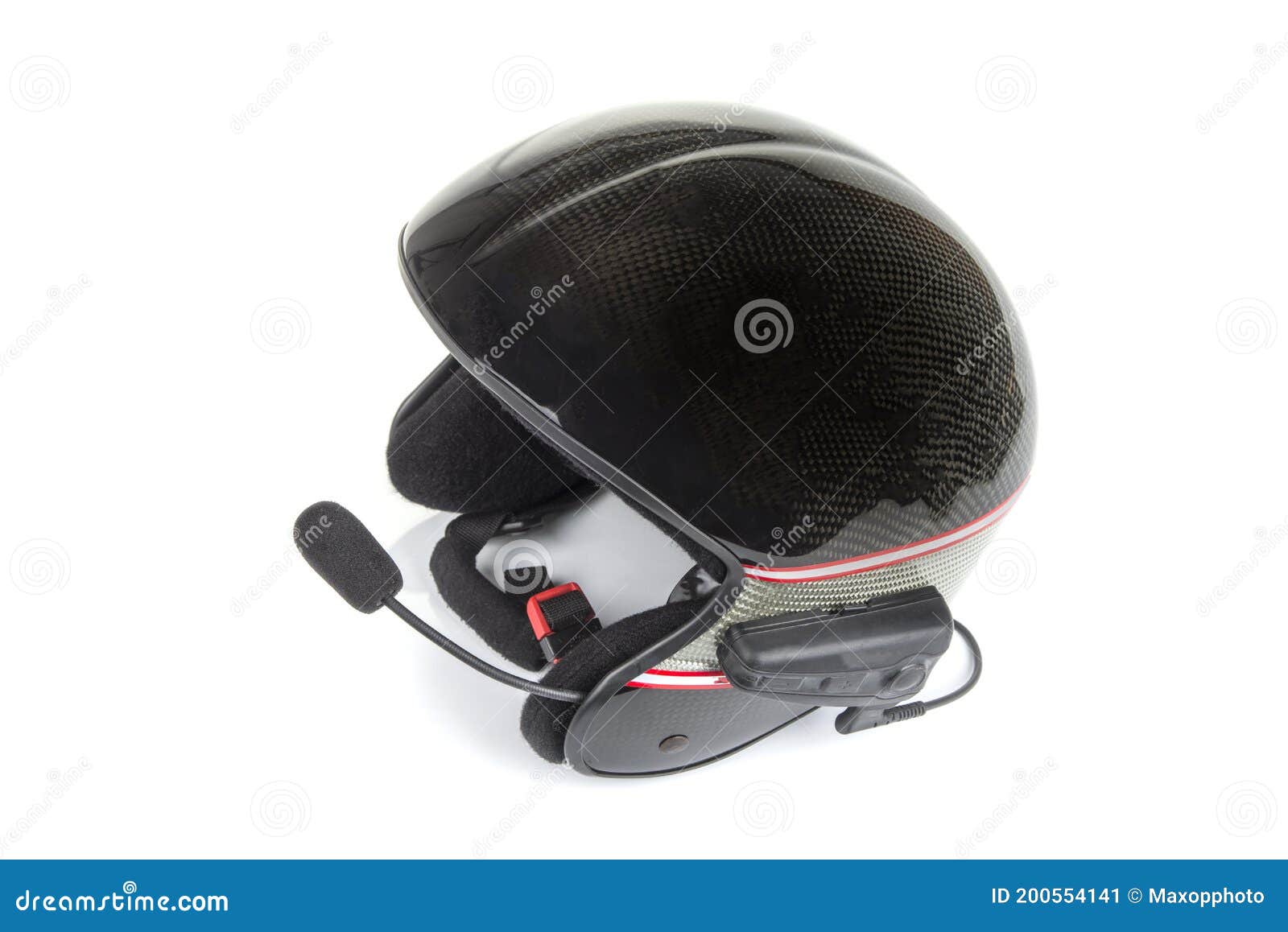 Carbon Aramid Helmet with Microphone on a White Stock Image - Image of ...