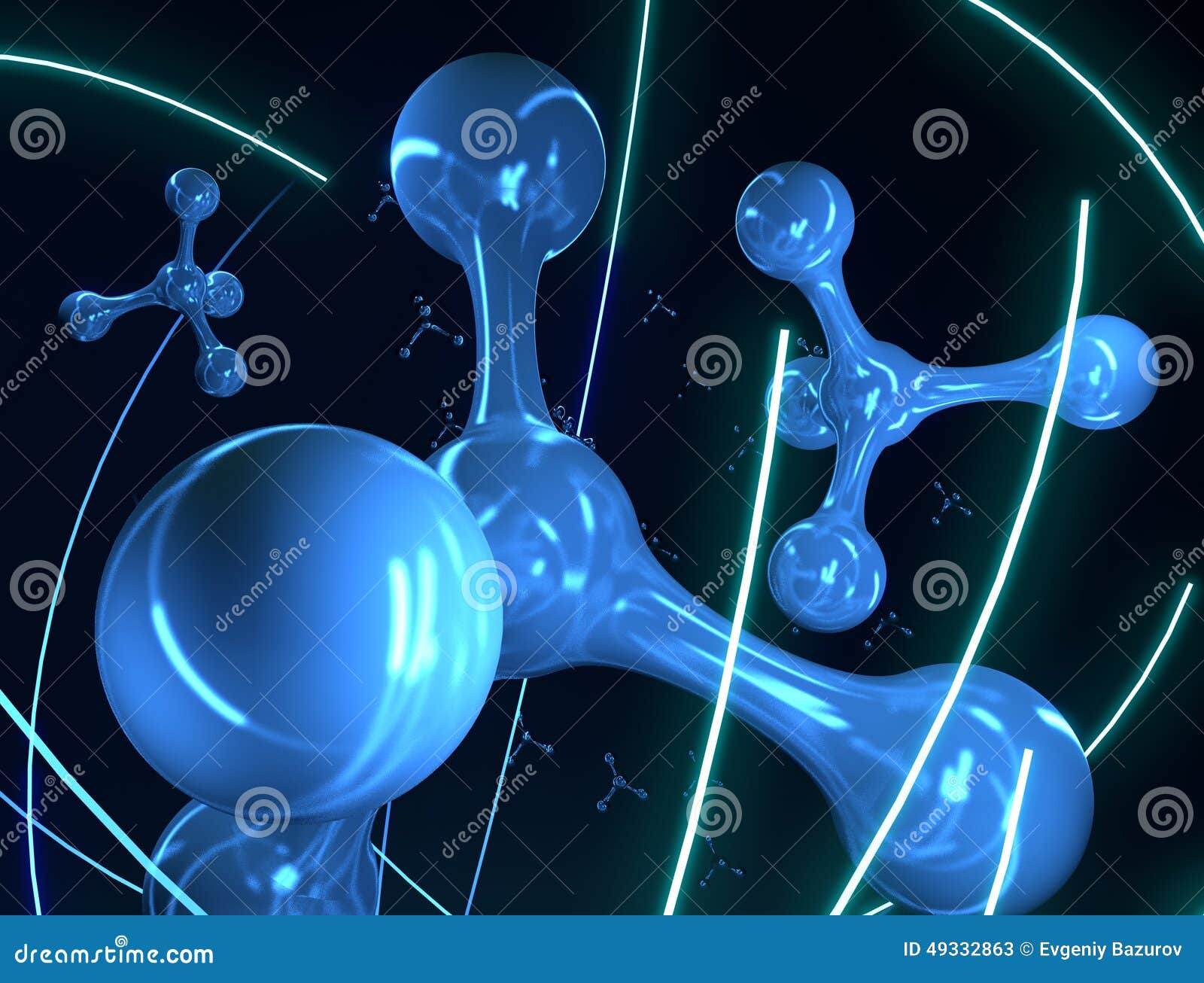 Carbon atom molecule blue stock illustration. Illustration of particle ...