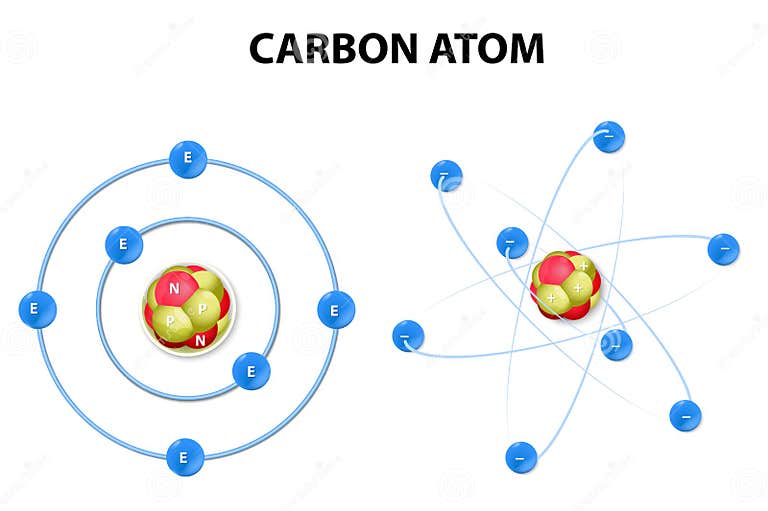 Carbon Atom on White Background. Structure Stock Vector - Illustration ...