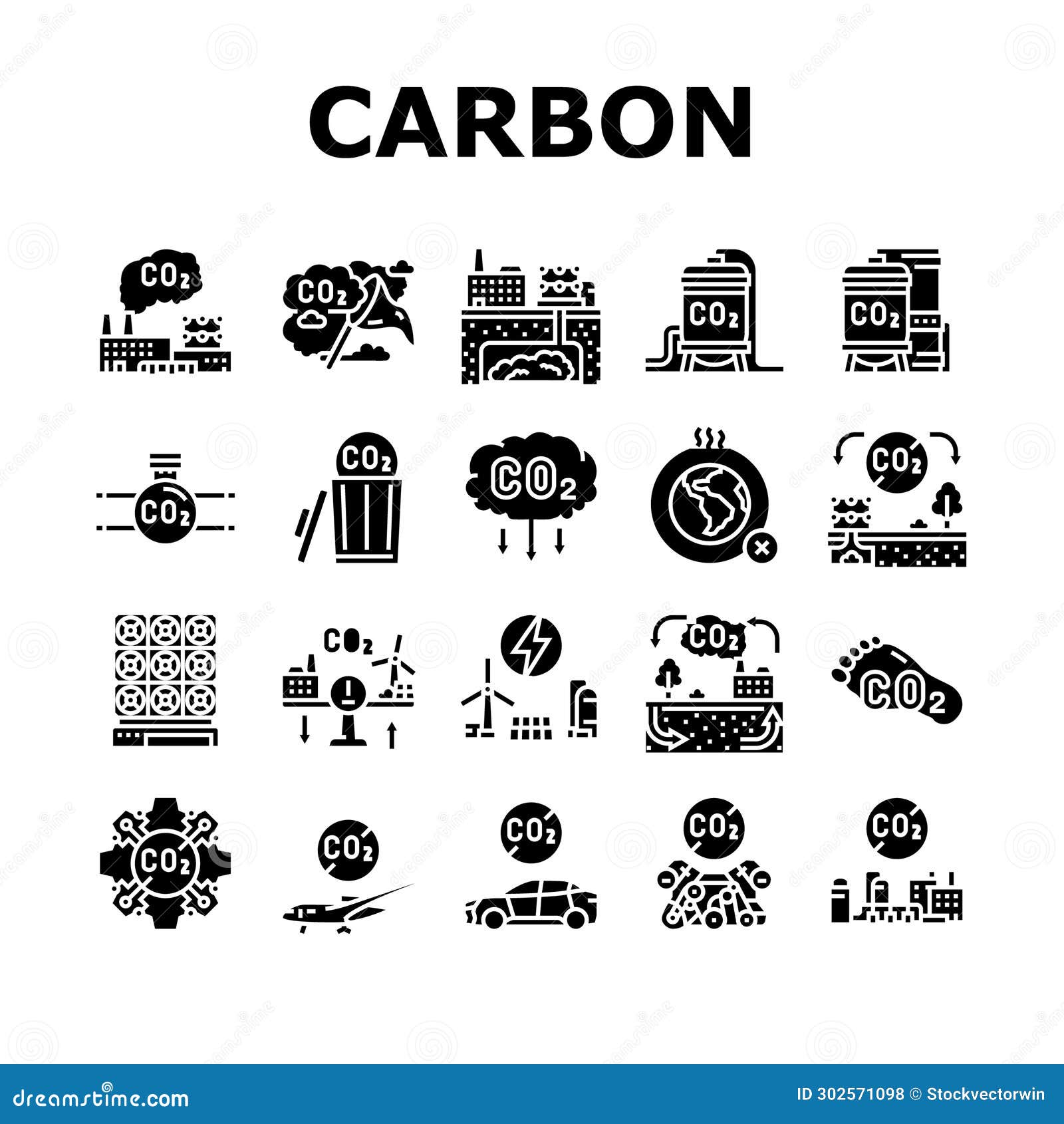 Carbon Capture Co2 Storage Icons Set Vector Stock Vector - Illustration ...