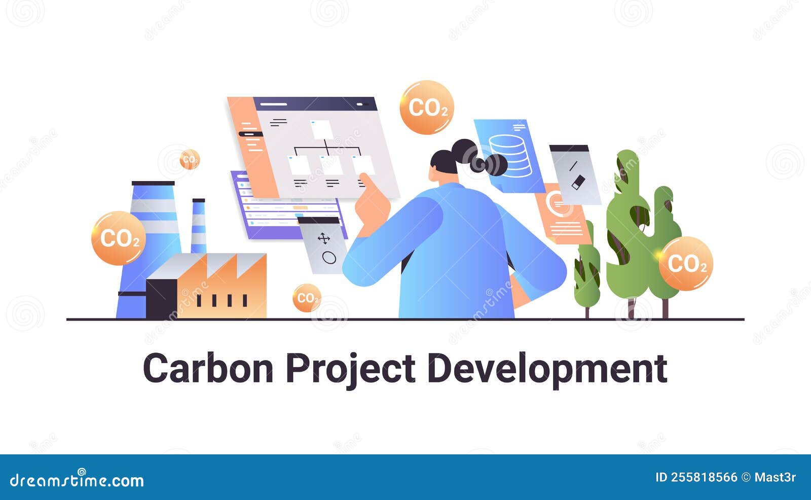 Carbon Credit Project Development Concept Businesswoman Analyzing Data ...