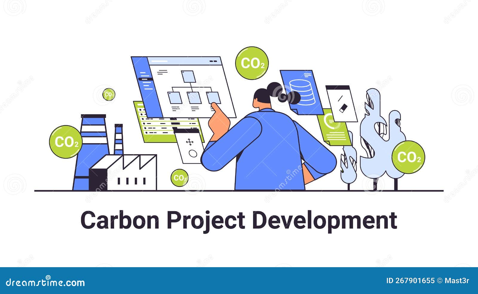 Carbon Credit Project Development Concept Businesswoman Analyzing Data ...