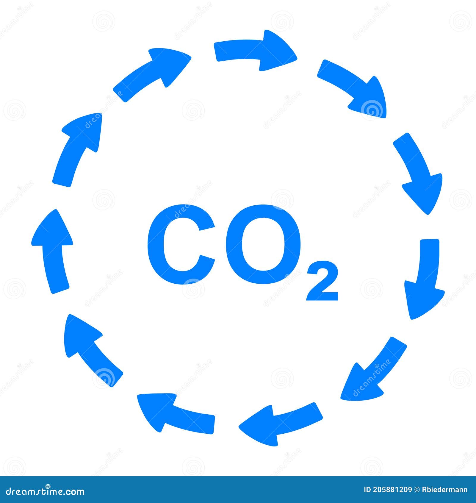 Carbon dioxide and arrows stock vector. Illustration of carbon - 205881209