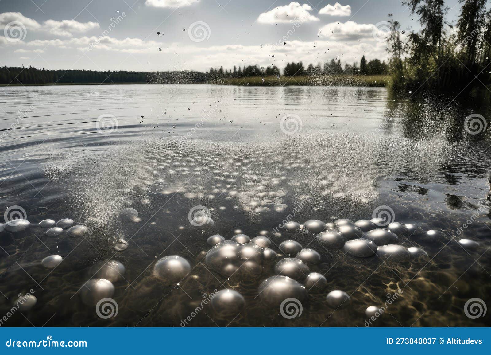 Carbon Dioxide Bubbles Bursting from the Surface of a Lake Stock Image ...
