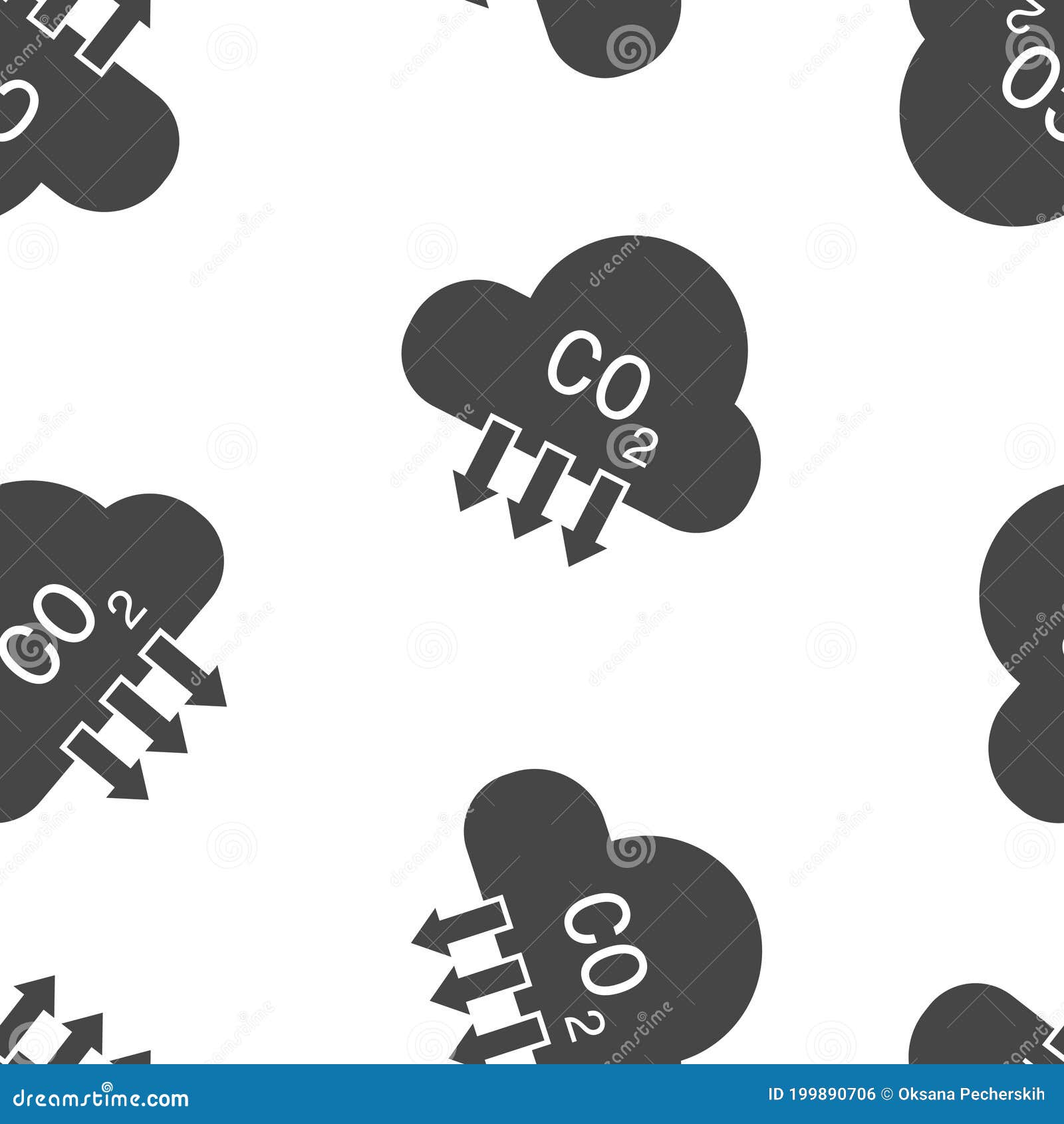 Carbon Dioxide Vector Icon Seamless Pattern on a White Background Stock ...