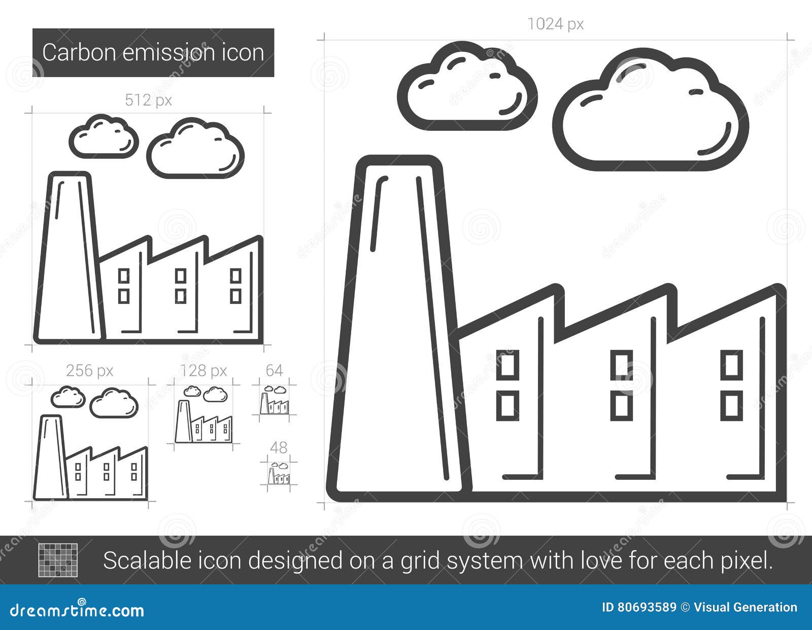 Carbon emission line icon. stock vector. Illustration of atmosphere ...