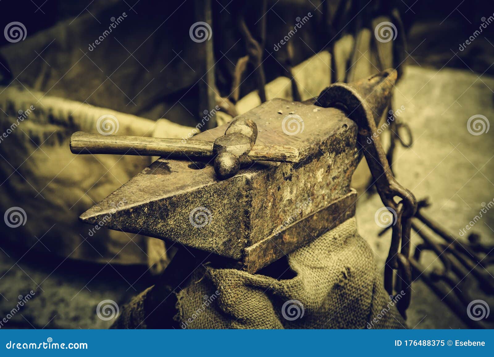 Coal fire in a forge stock image. Image of glow, heat - 176488375