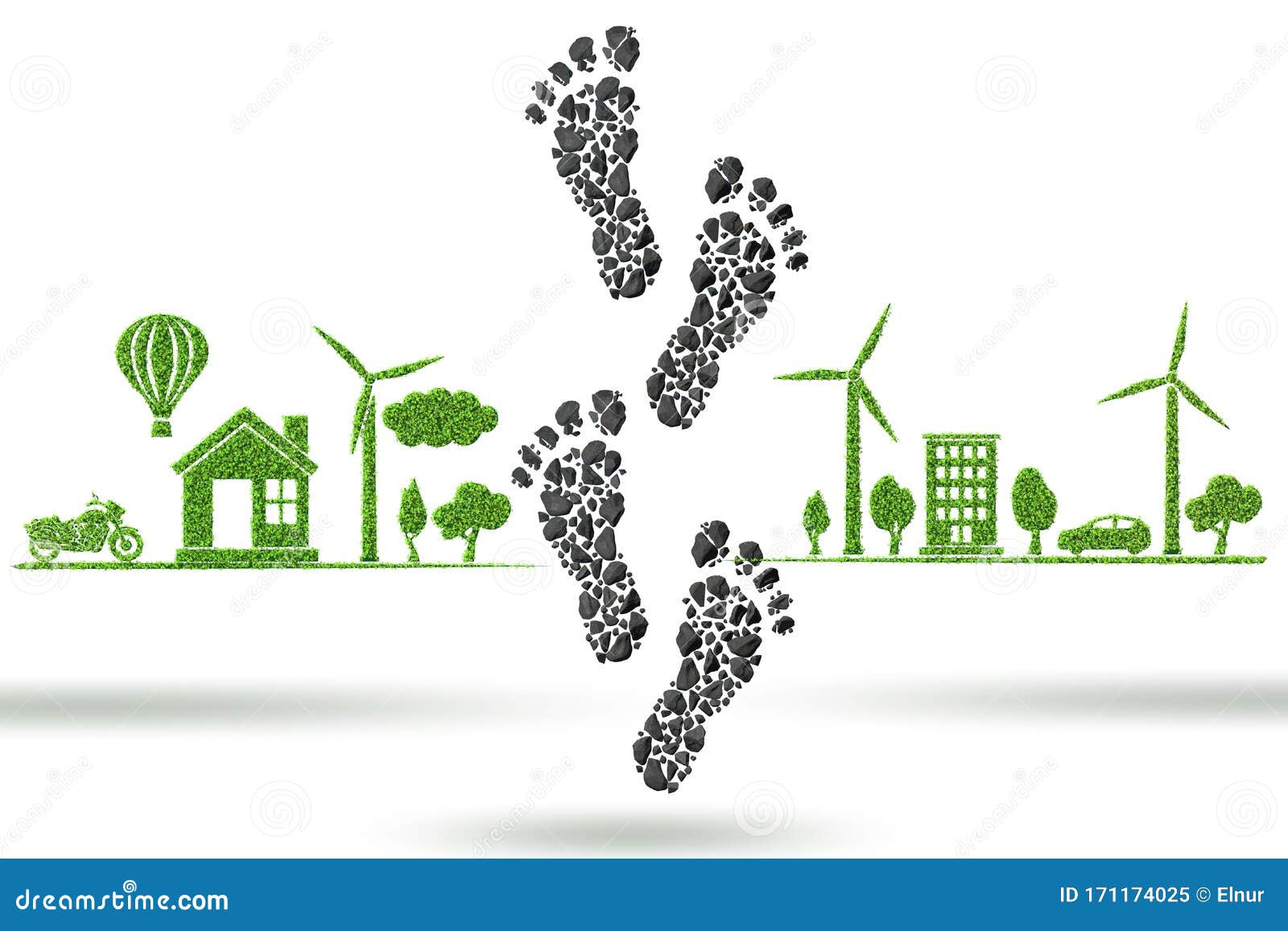 Carbon Footprint Concept - 3d Rendering Stock Illustration ...