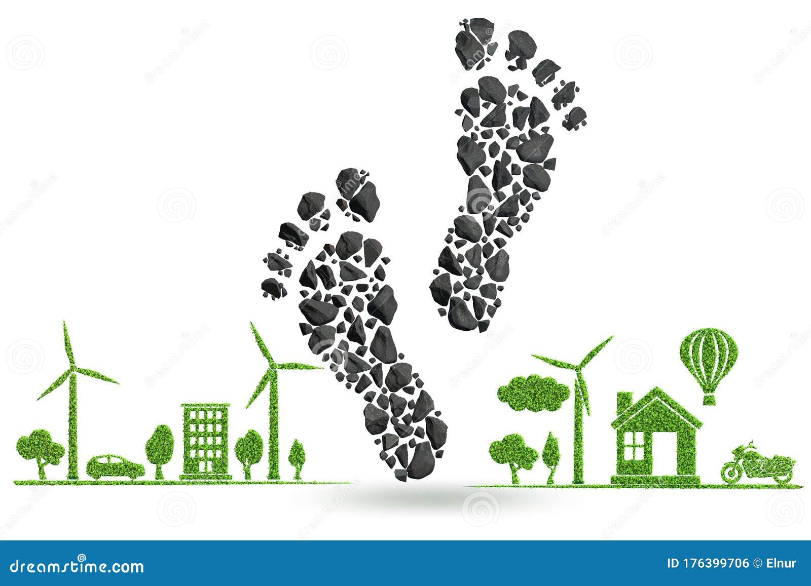 Carbon Footprint Concept - 3d Rendering Stock Illustration ...