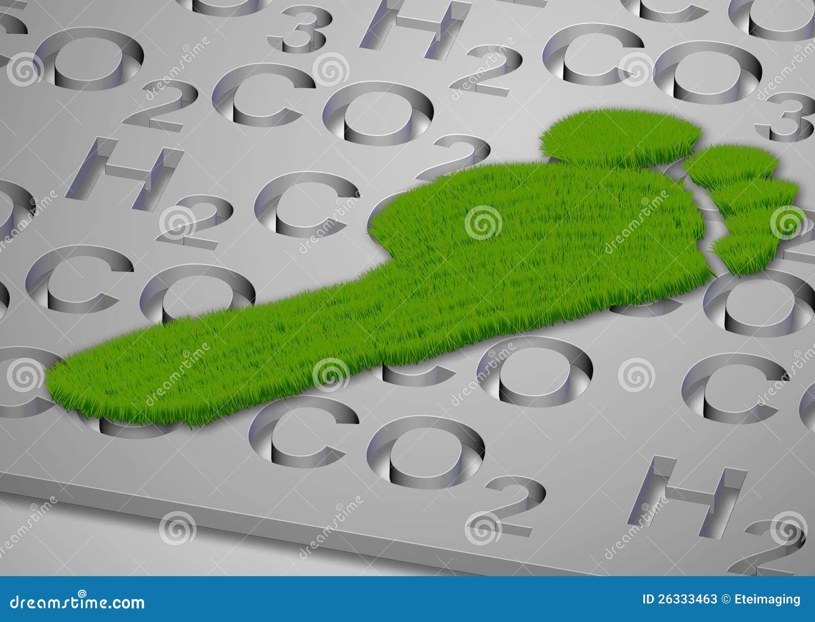 Carbon footprint in grass stock illustration. Illustration of ...