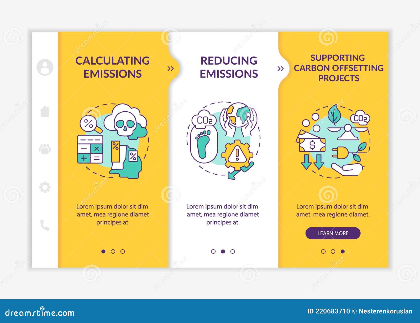Carbon Footprint Offset Onboarding Vector Template Stock Vector ...