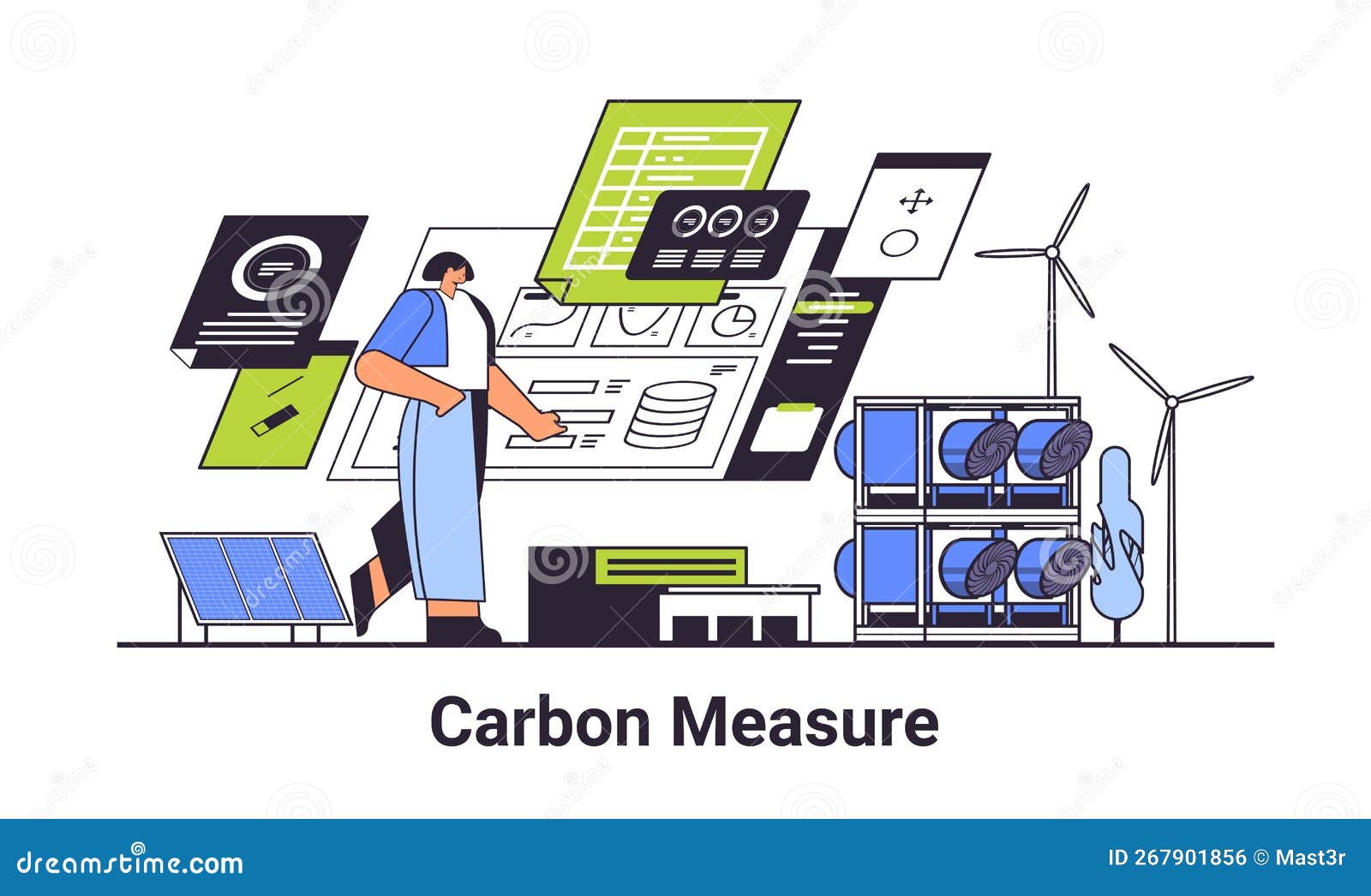 Carbon Measure Concept Businesswoman Analyzing Statistic Data ...