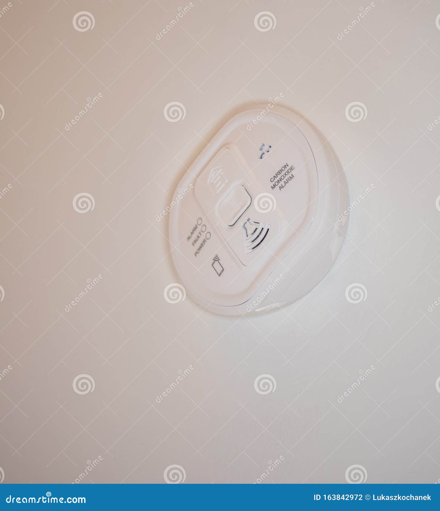 Carbon Monoxide Alarm Installed on a Ceiling Stock Photo - Image of ...