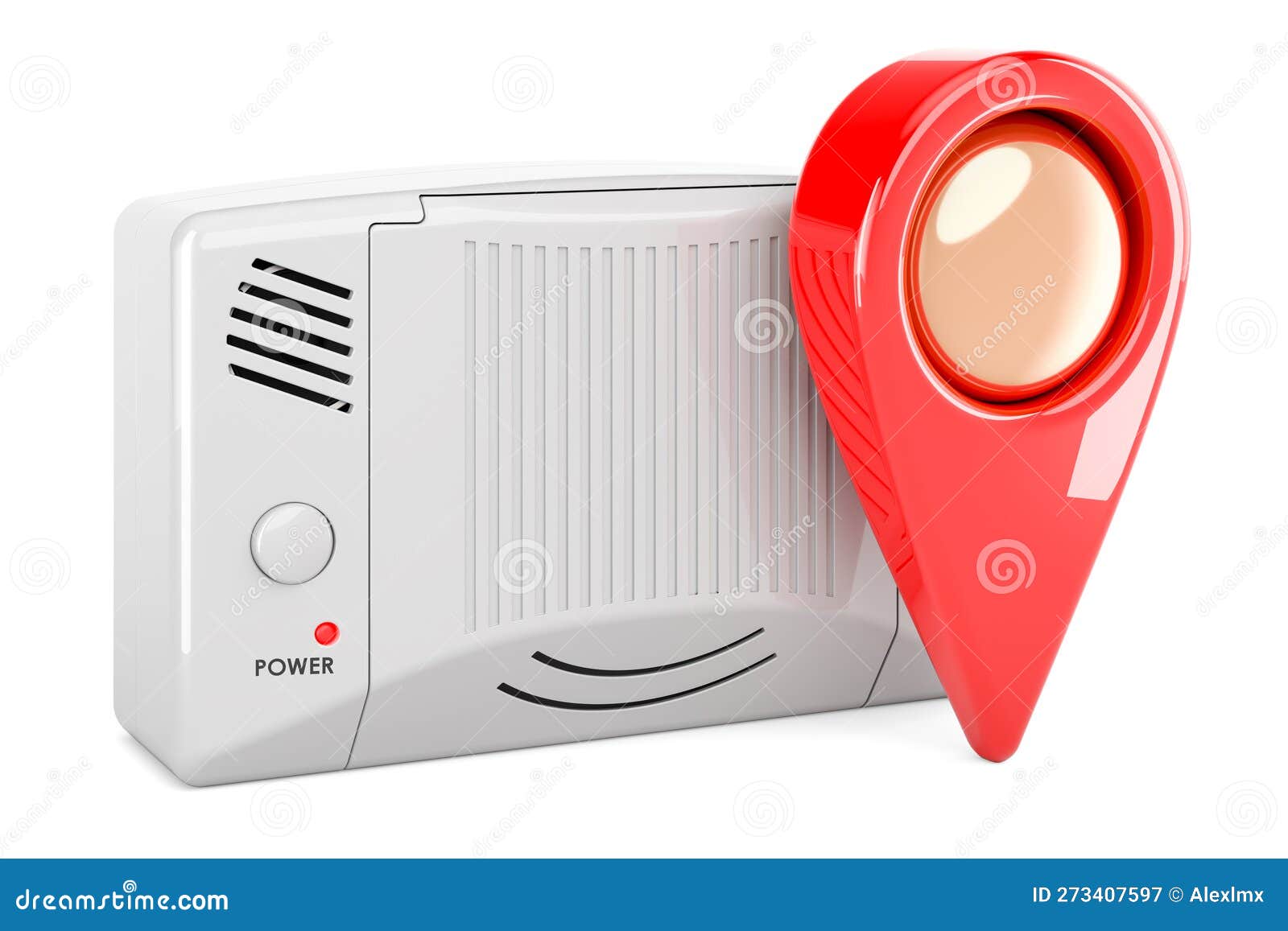 Carbon Monoxide Detector with Map Pointer, 3D Rendering Stock ...