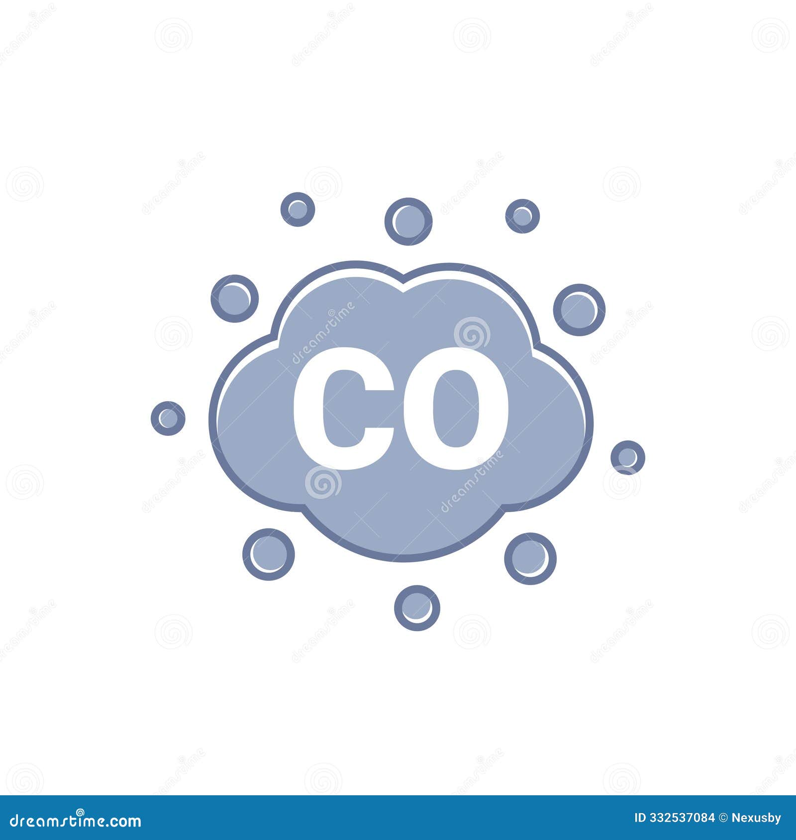Carbon Monoxide Icon with CO Gas Cloud Stock Illustration ...