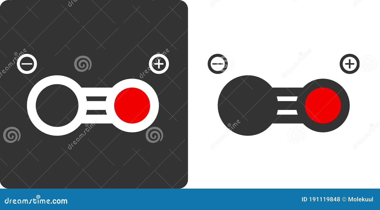 Carbon Monoxide Molecule, Flat Icon Style. Atoms Shown As Color-coded ...