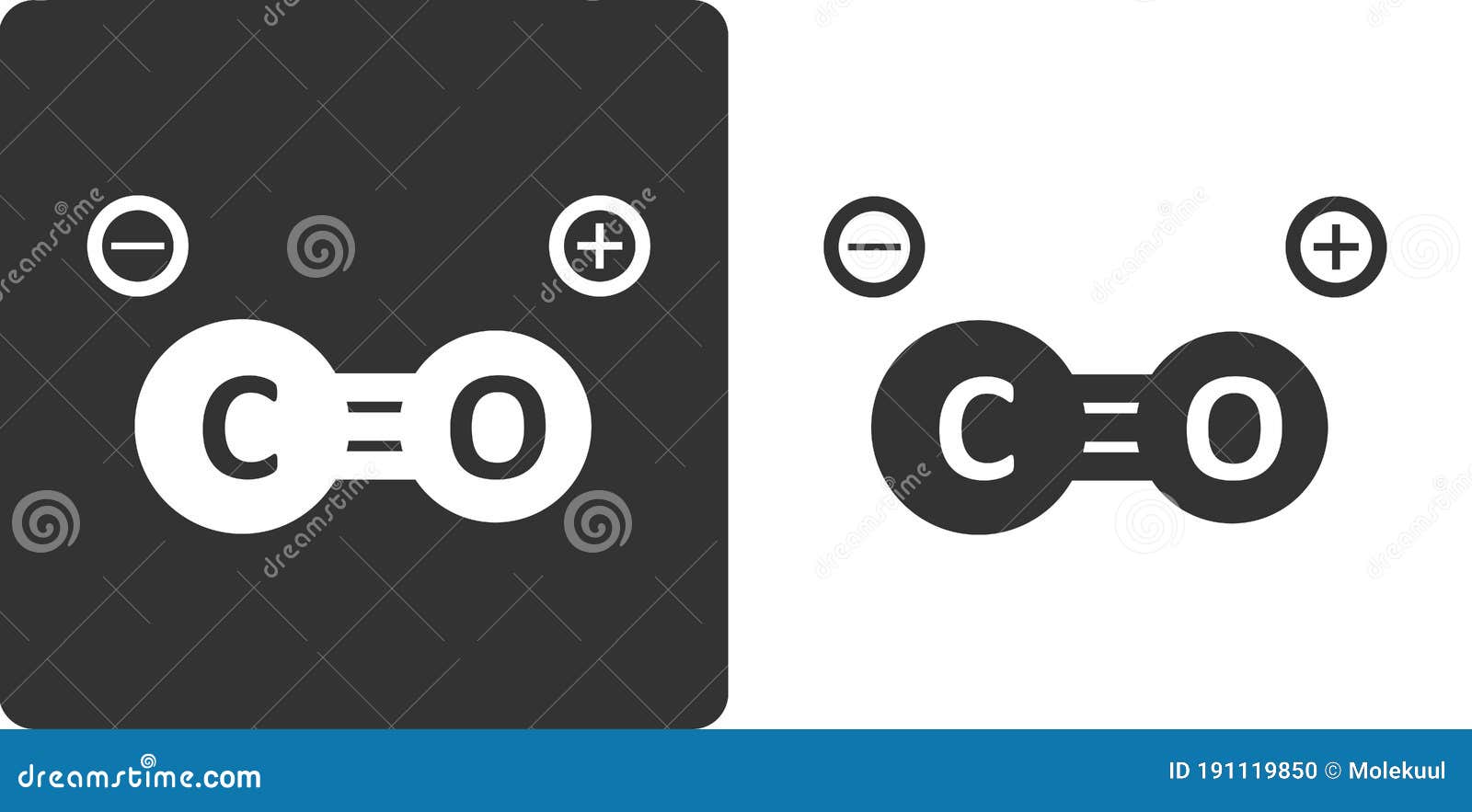 Carbon Monoxide Molecule, , Flat Icon Style. Stylized Rendering. Stock ...