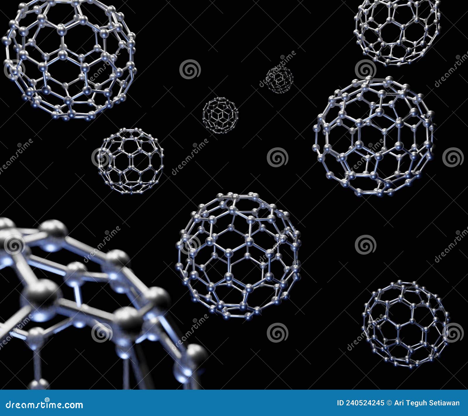 Fullerene Is A Nanostructure. Isolated On The Black Background. 3d ...